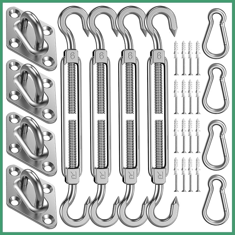 Sun Shade Sail Hardware Kit 6 Inch – 80 Pcs Heavy Duty Stainless Steel ...