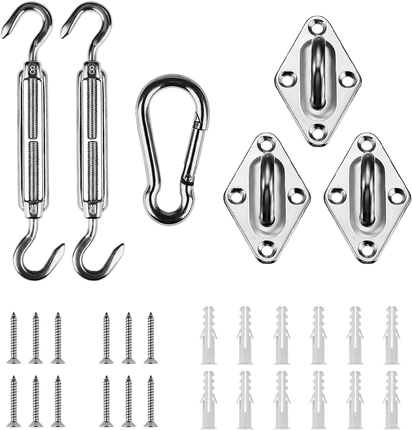 Sun Shade Sail Hardware Kit 6 Inch for Triangle Sun Shade Sail Outdoor ...