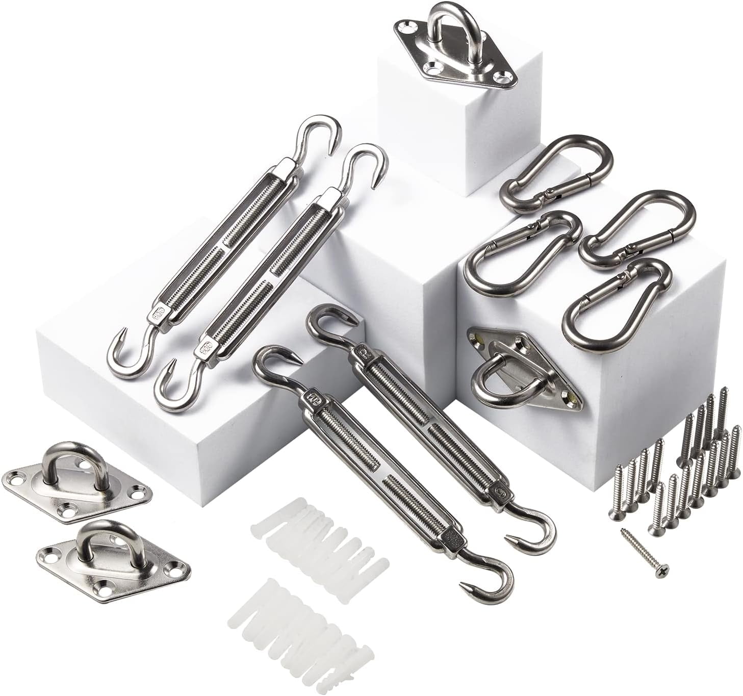Sun Shade Sail Hardware Kit M6 Silver for Garden Square and Rectangle ...