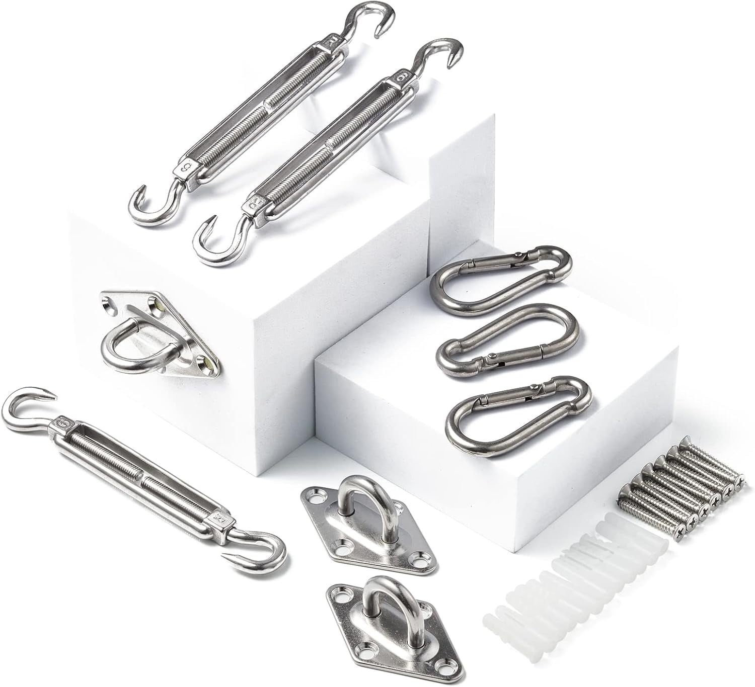 Sun Shade Sail Hardware Kit M6 Silver for Garden Triangle, Awning ...