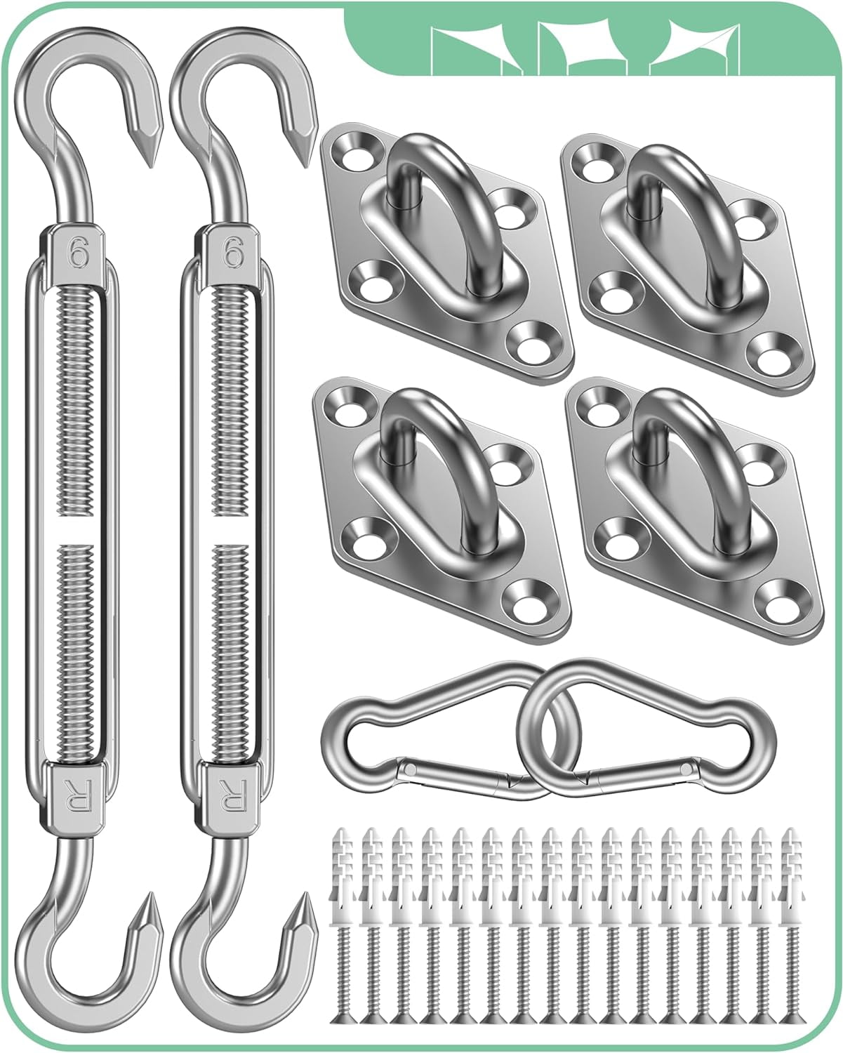 Sun Shade Sail Hardware Kit: Triangle Rectangle Shade Sail Hardware Kit ...