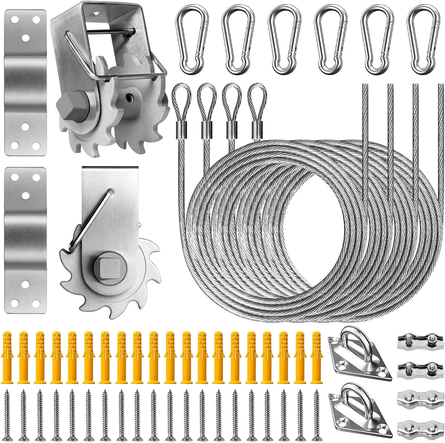 Sun Shade Sail Hardware Kit Winch Set 60pcs for Rectangle Triangle Sun ...