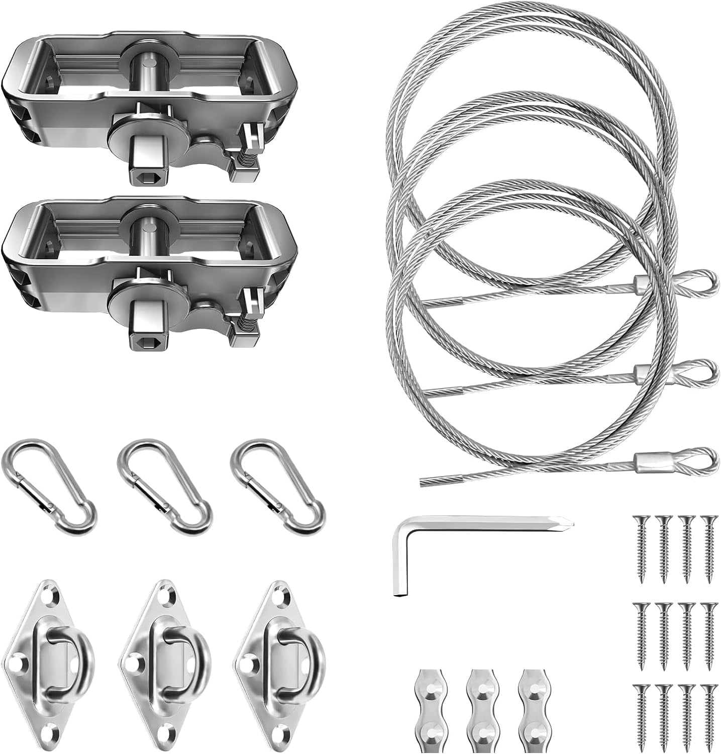 Sun Shade Sail Hardware Kit with Cables Pad Eyes Hooks for Triangle Sun Shade Sails Installation ...