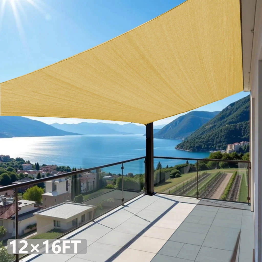 Sun Shade Sail Rectangle 12x16FT Canopy Patio Garden Covers Outdoor ...