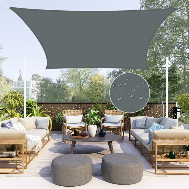 Sun Shade Sail Rectangle 6.5/10/12/13/16FT Waterproof Outdoor Garden ...