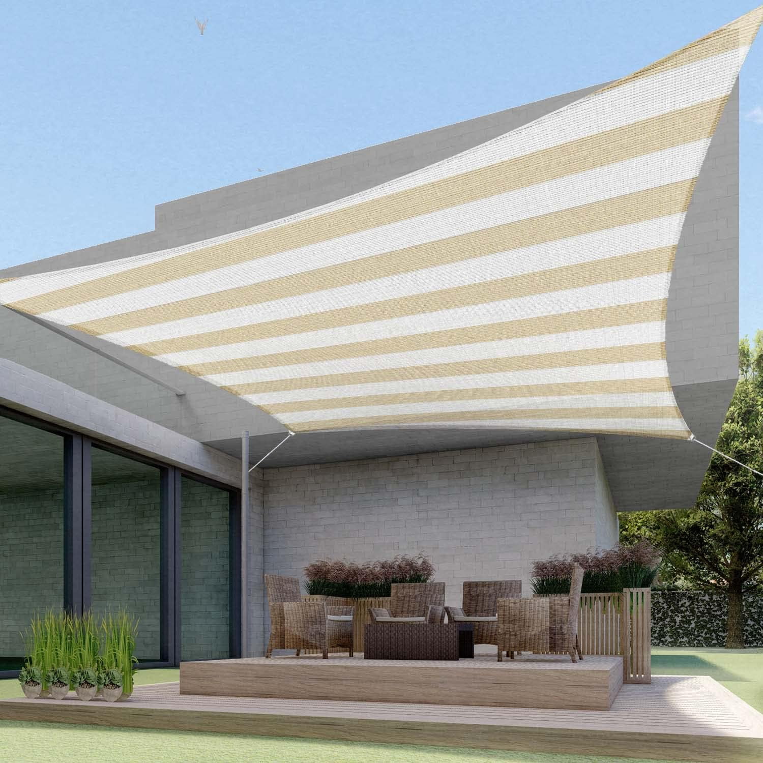 Sun Shade Sail Rectangle Canopy Cover for Outdoor Patio Pergola ...