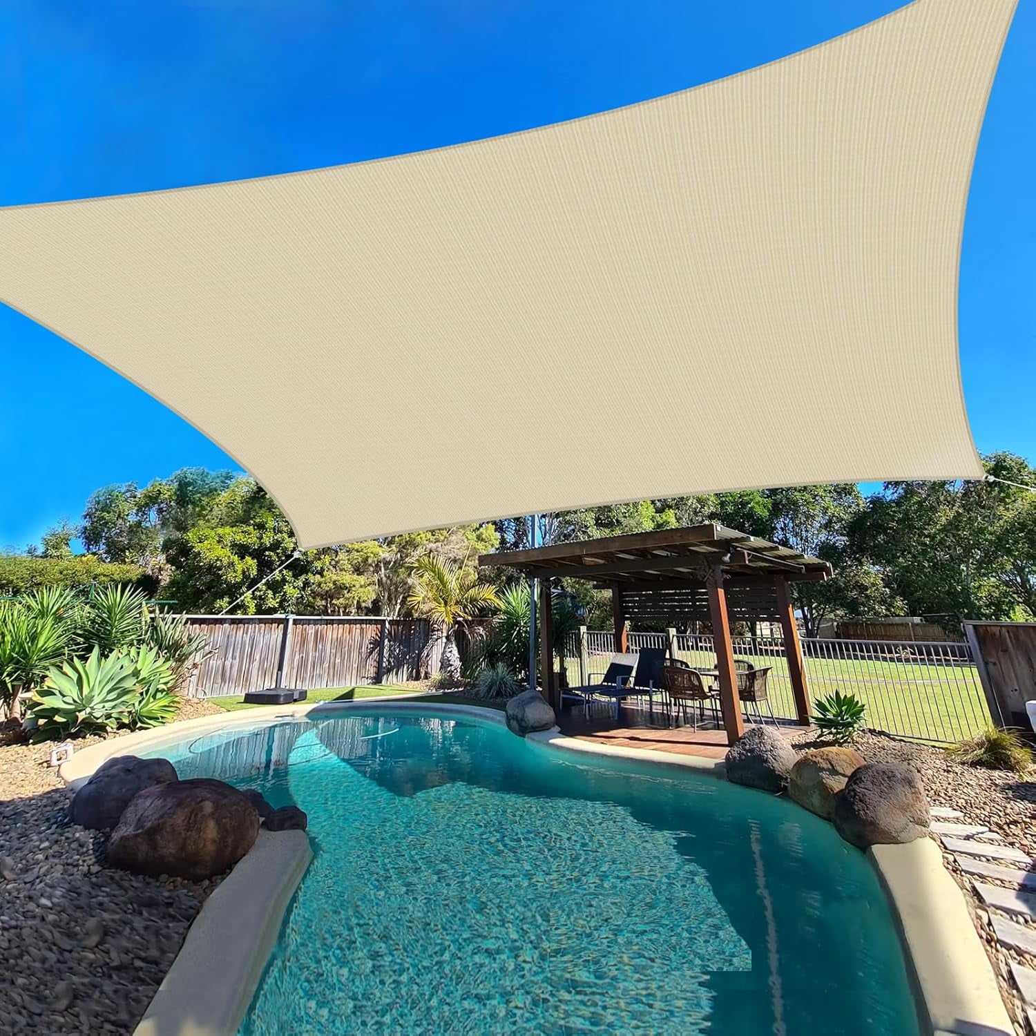 Sun Shade Sail Rectangle Canopy Cover for Outdoor Patio Pergola ...