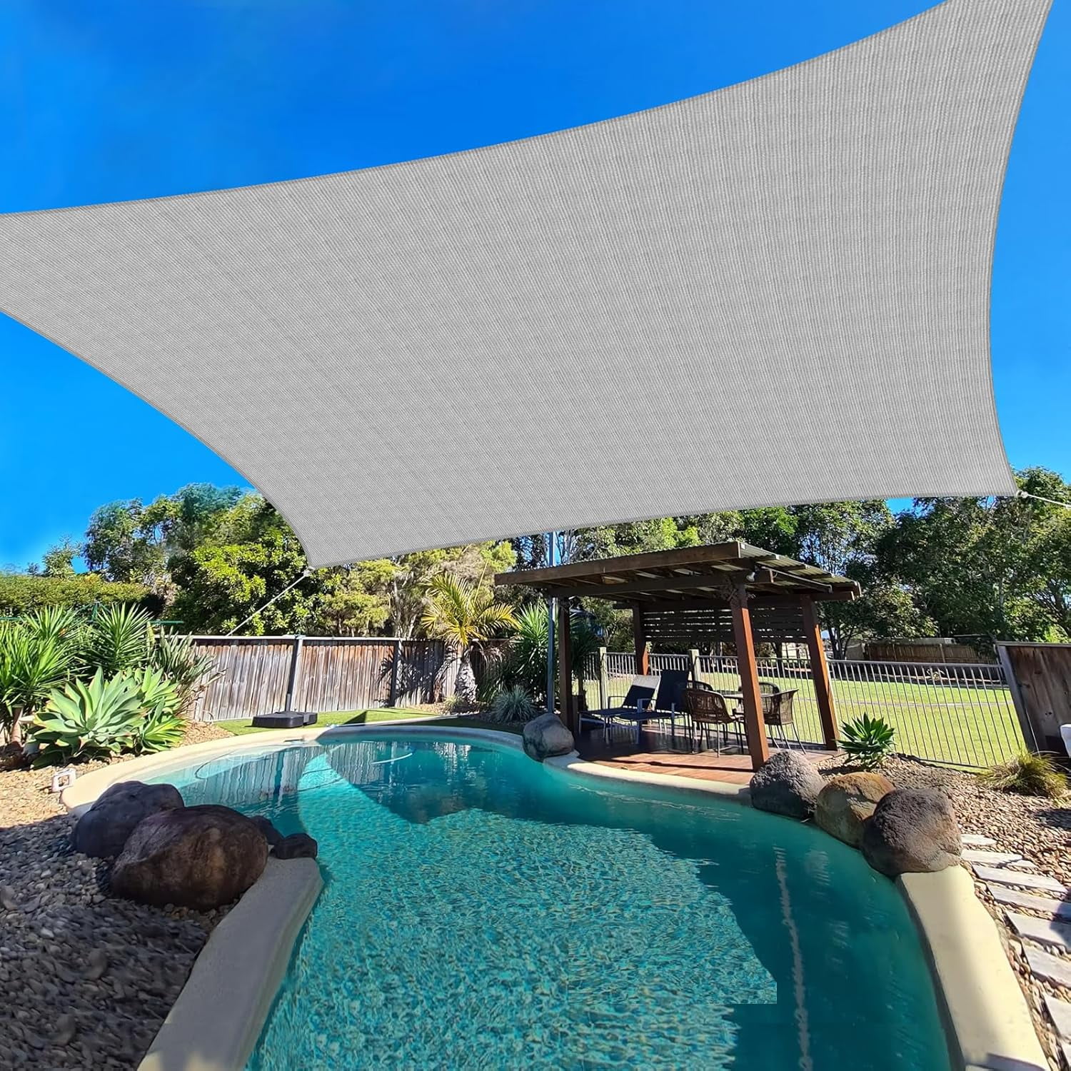 Sun Shade Sail Rectangle Canopy Cover for Outdoor Patio Pergola ...