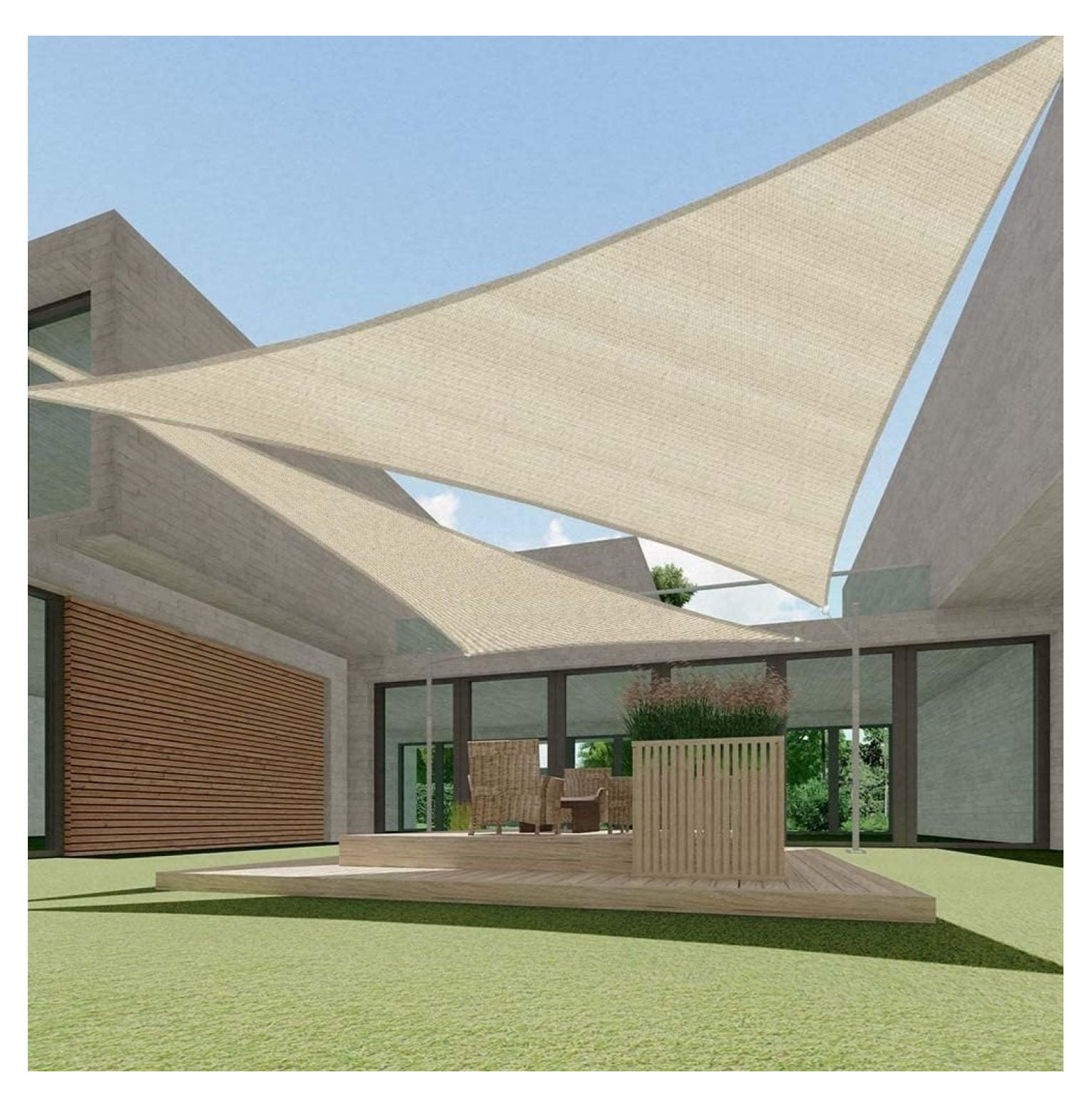 Sun Shade Sail Triangle Canopy Cover for Outdoor Patio Pergola Backyard ...