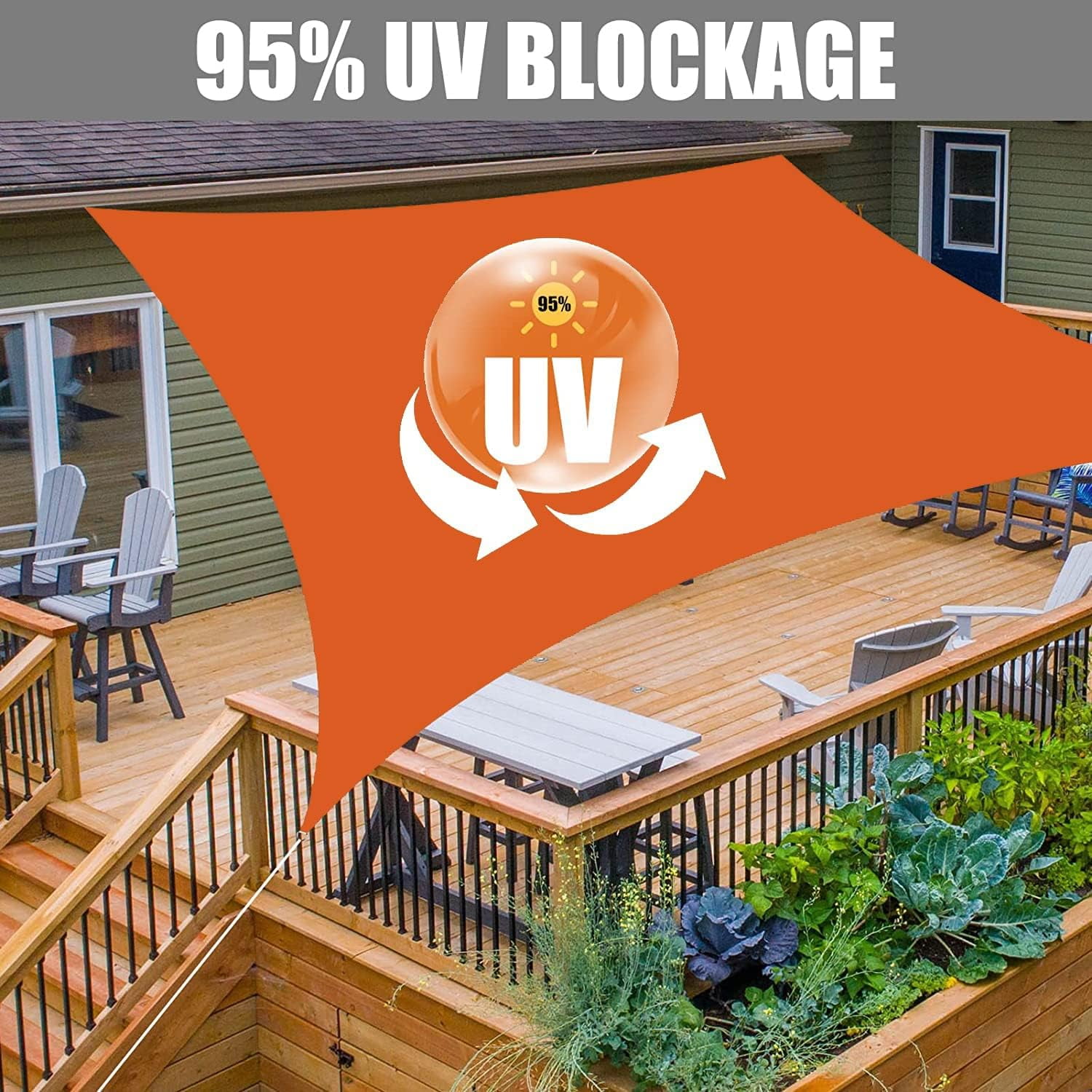 Sun Shade Sail Waterproof Sunscreen 98% Uv Block Garden Beach Patio ...