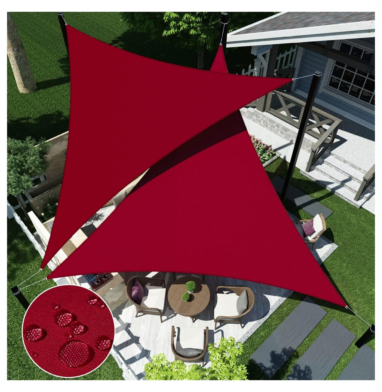 Sun Shade Sail Waterproof Triangle Canopy Cover UV Blockage for Outdoor ...