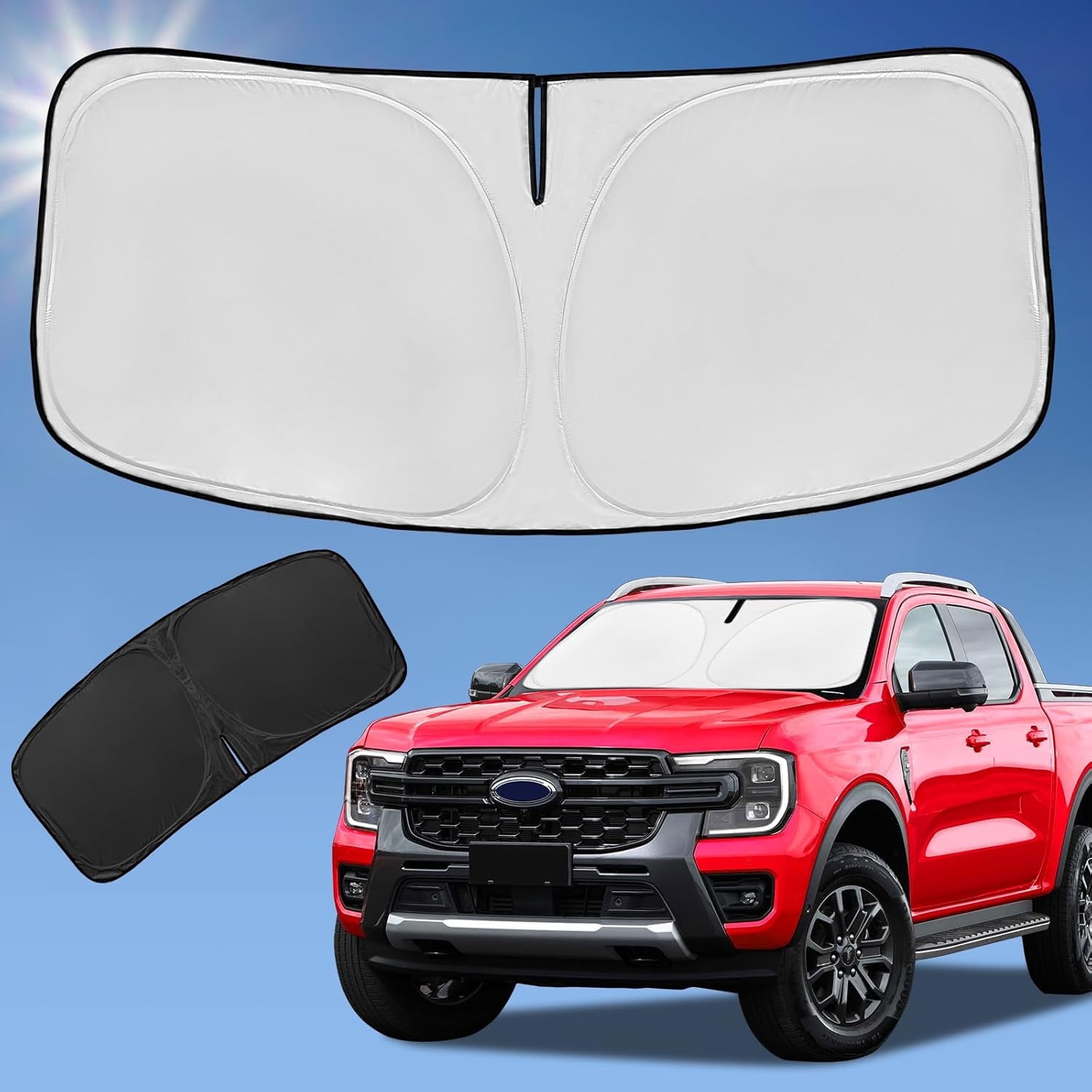 Sun Shade Sunshade for Ford Ranger Windshield Cover, 4-Layer Front ...