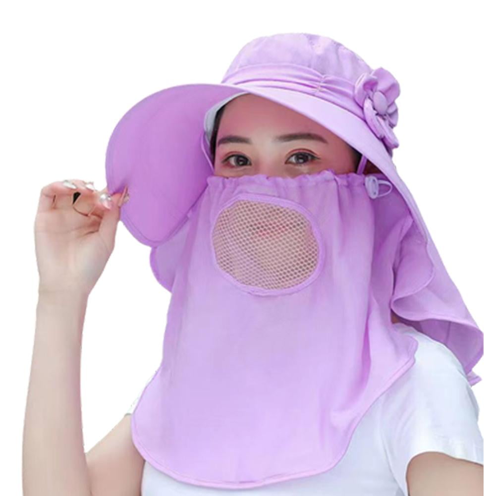 Sun Shade Veil Hat - Polyester Material with Back Shawl for ...