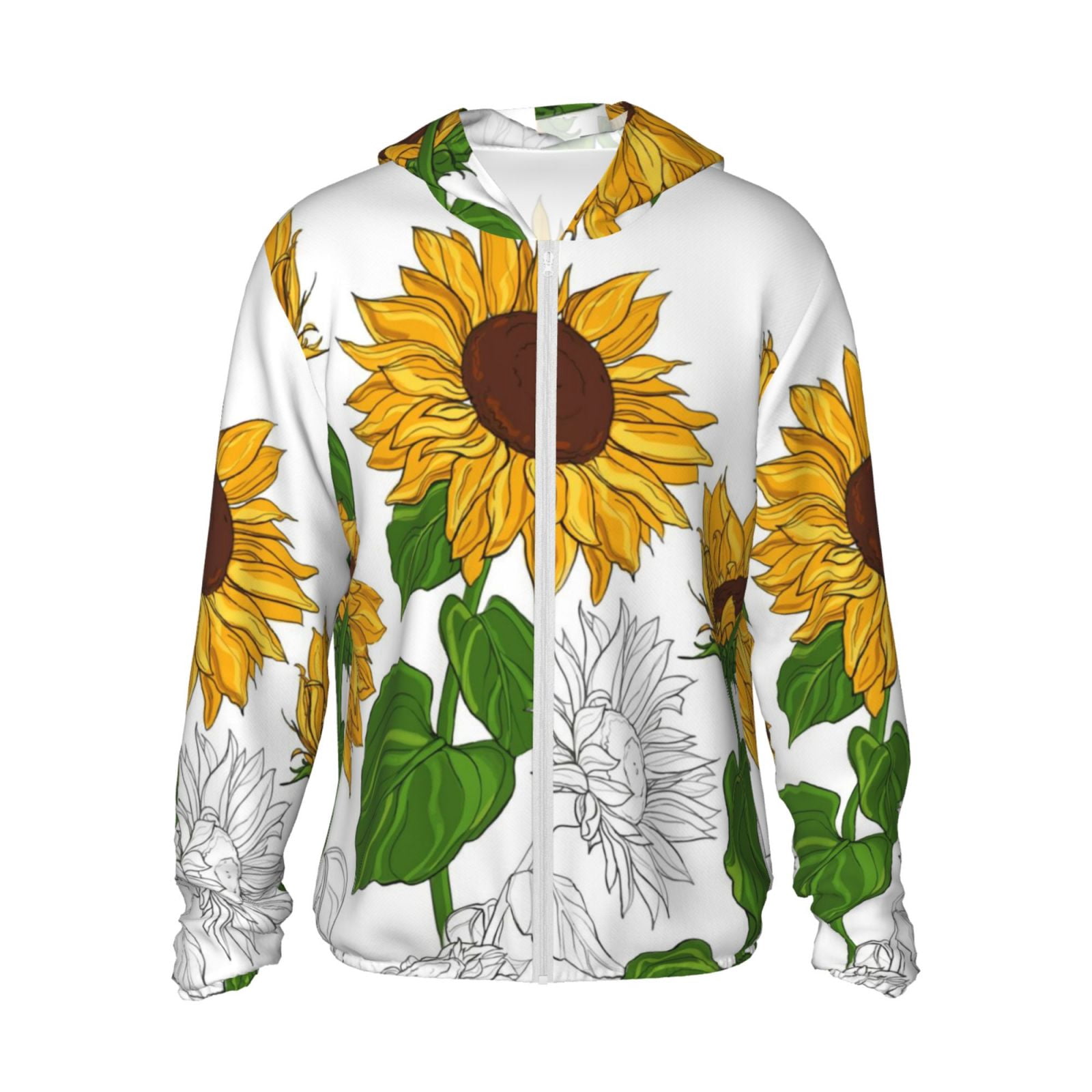 Sun Shirt for Men Women - Plump Sunflower And Sketch Hoodie Long Sleeve ...