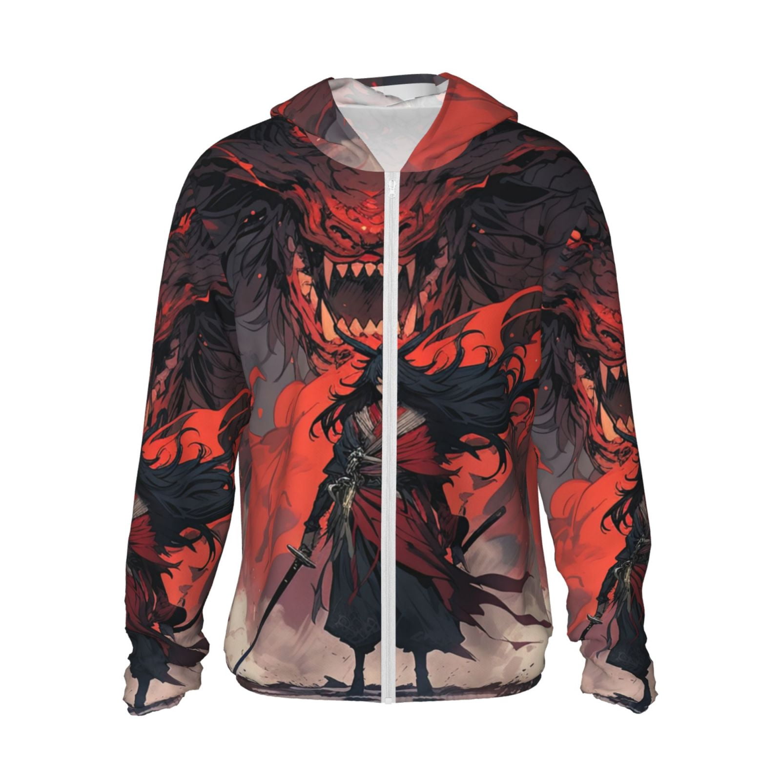 Sun Shirt for Men Women - Red Black Dragon Eastern Swordsman Hoodie ...