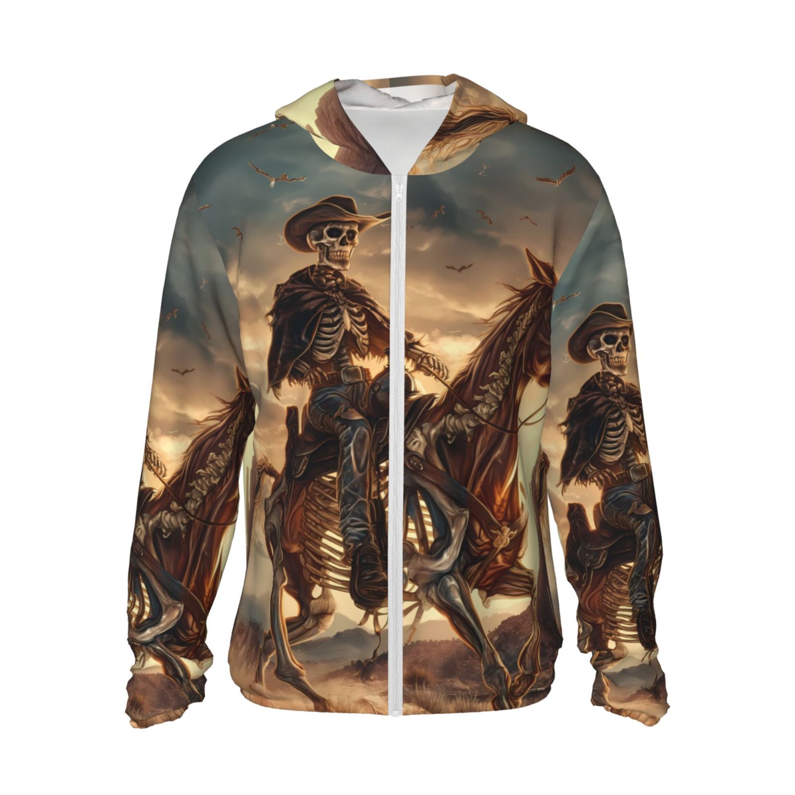Sun Shirt for Men Women - Western Skeleton Cowboy Horse Hoodie Long ...