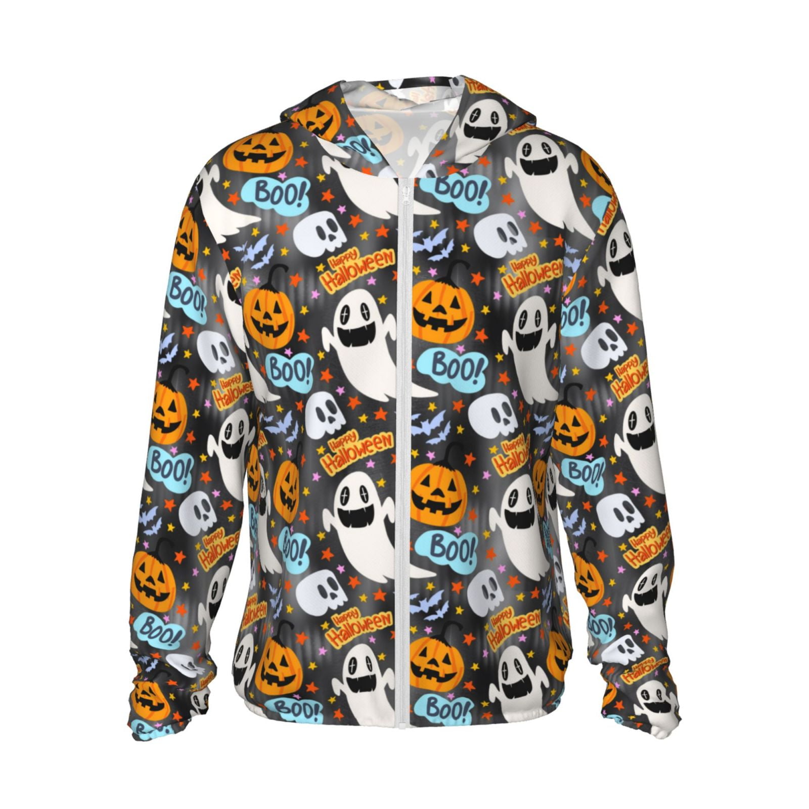 Sun Shirt for Men Women - happy halloween spooky pumpkin Hoodie Long ...