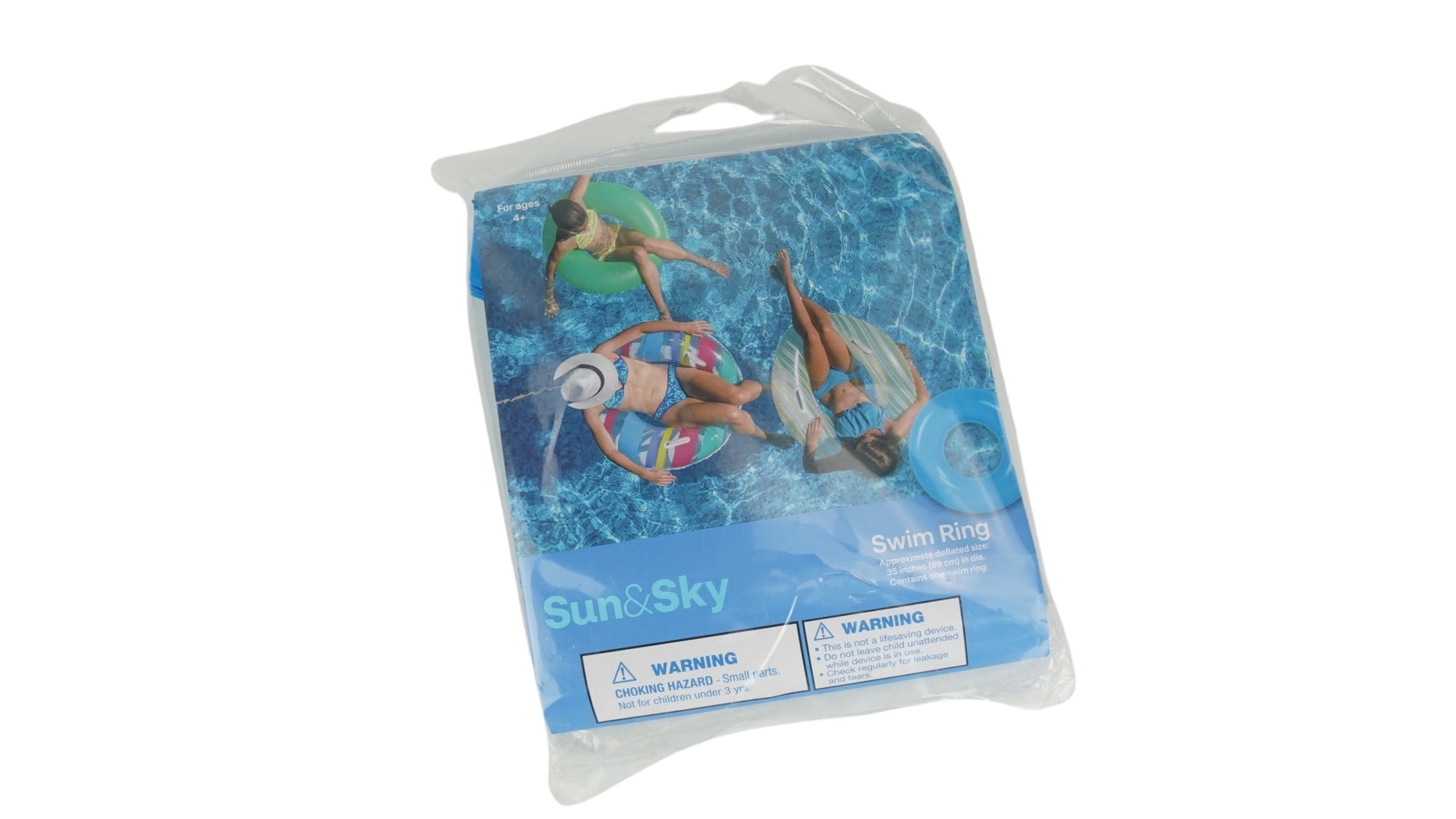 Sun & Sky Pool Float Tube PVC Swim Ring Inflatable Blue 35 Inch ...