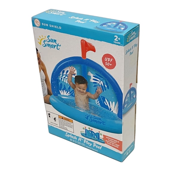 Sun Smart UPF 50+ Splash N Play Kiddie Pool with Adjustable Canopy - 40 ...