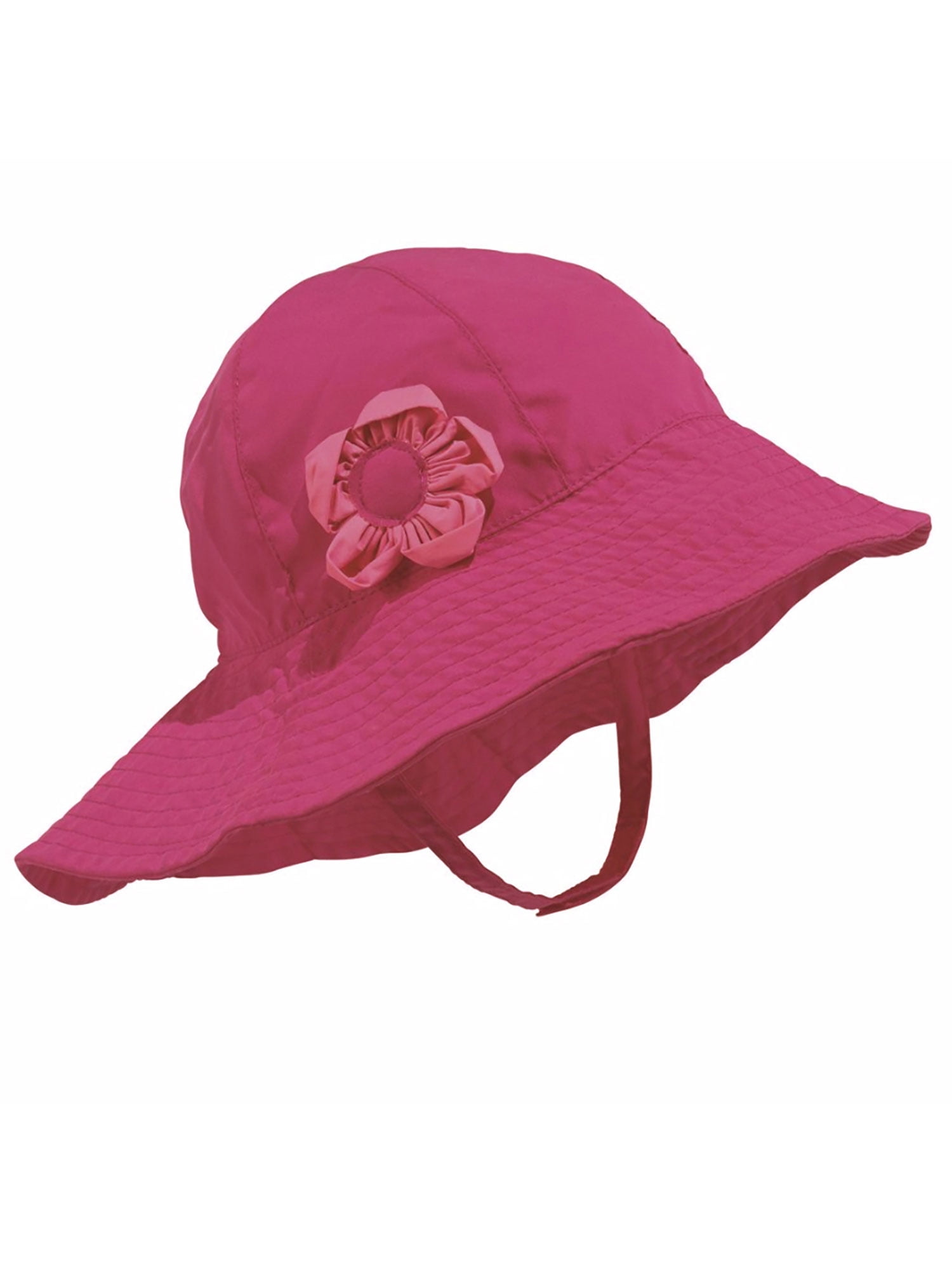 Sun Smarties Raspberry Adjustable Baby Girl Sun Hat with Flower - Solid ...