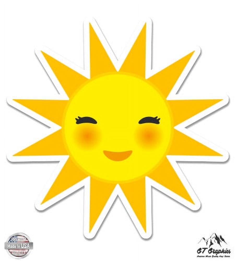 Sun Smiling - 5" Vinyl Sticker - For Car Laptop I-Pad - Waterproof ...
