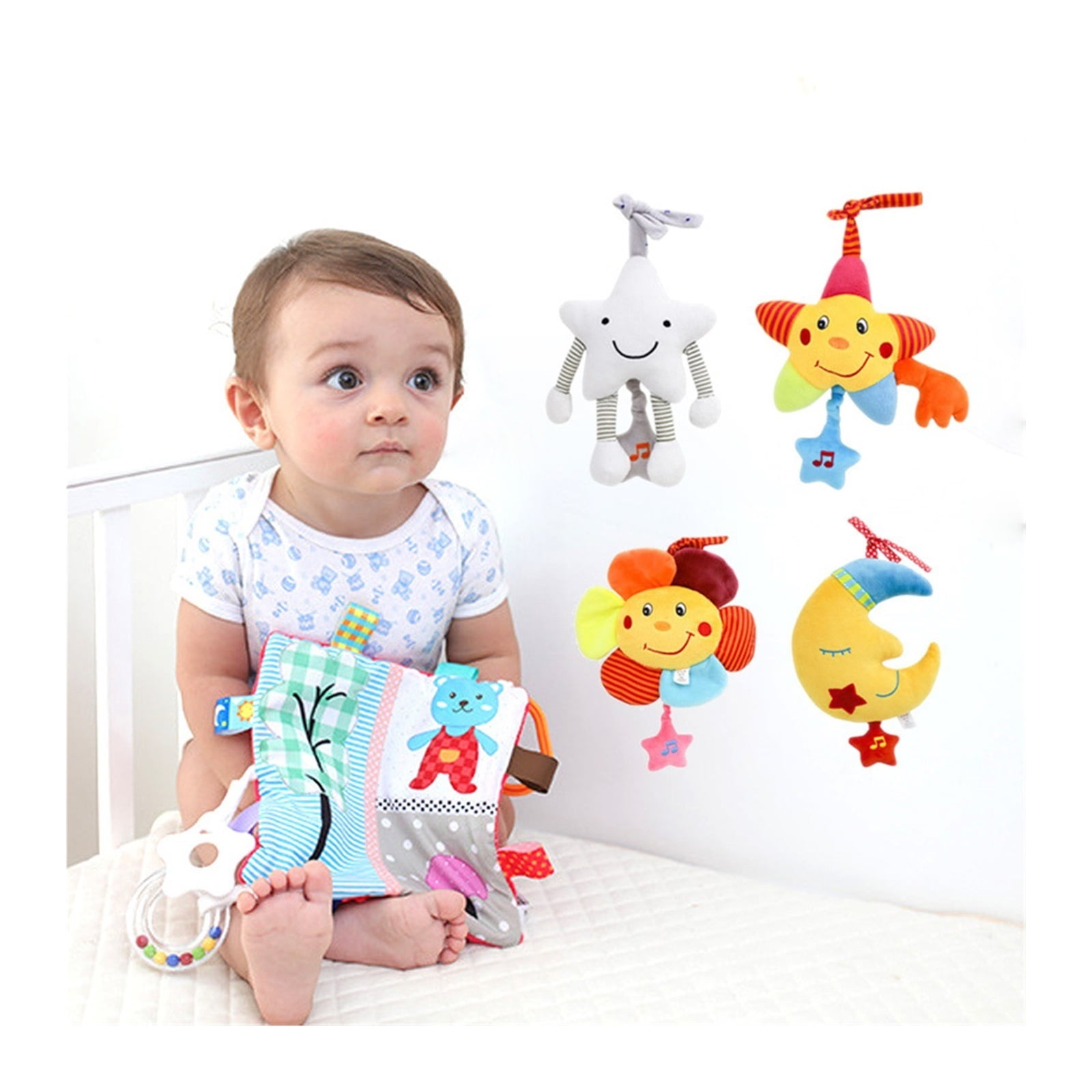 Sun Star Moon Pull String Music Stroller Crib Hanging Organic Cotton ...