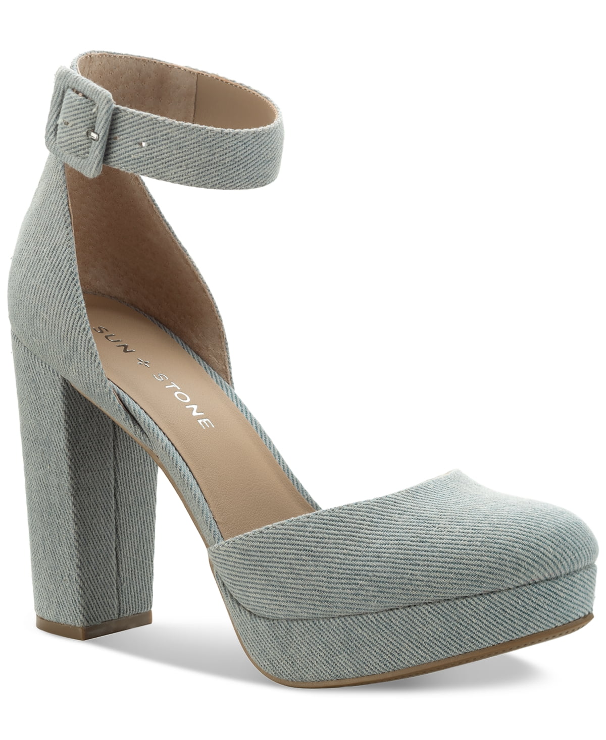 Sun Stone Estrella Block-Heel Pumps Denim 9.5M - Walmart.com
