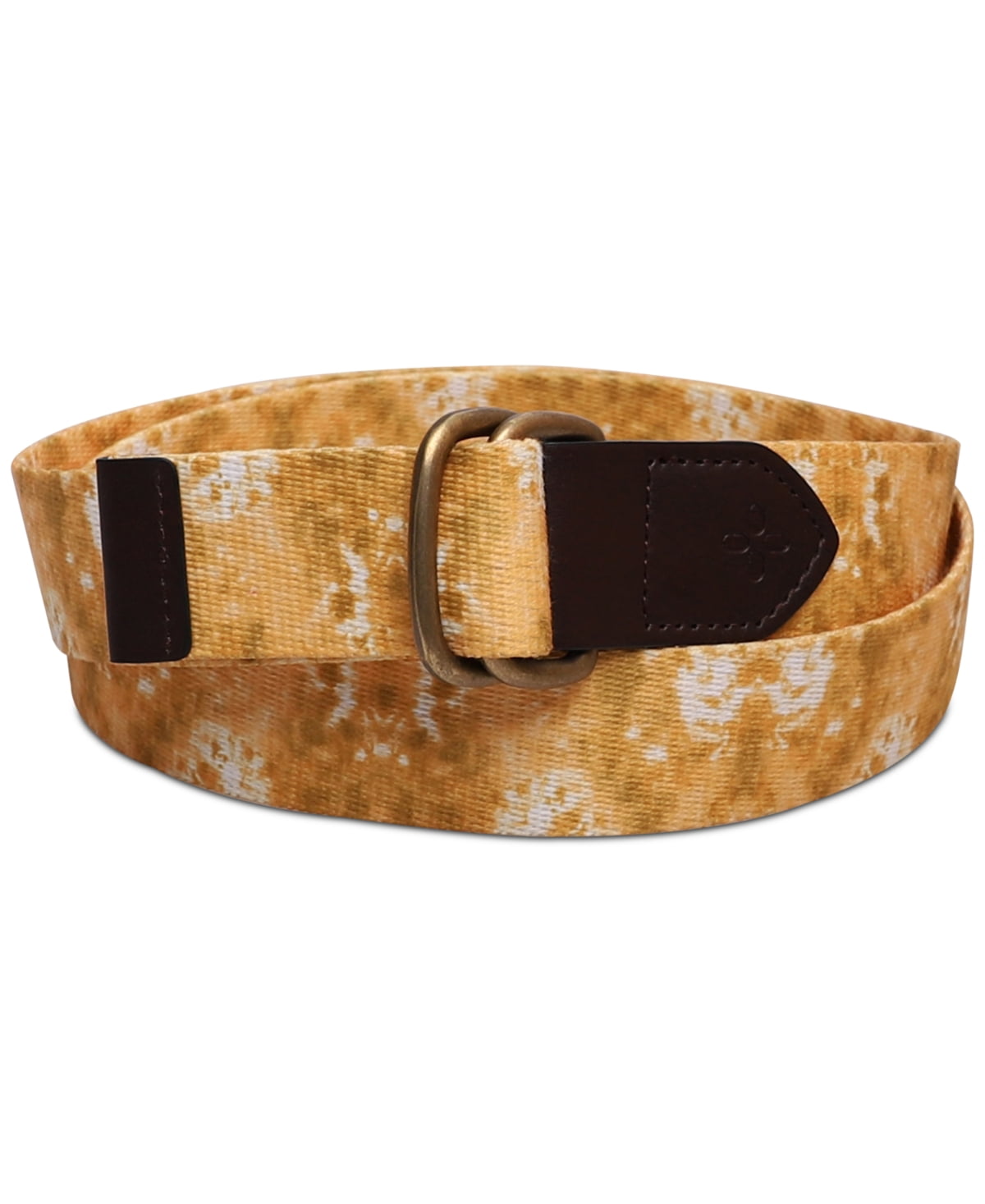 Sun + Stone Men's Geo D-Ring Web Belt with Faux-Leather Trim Yellow ...