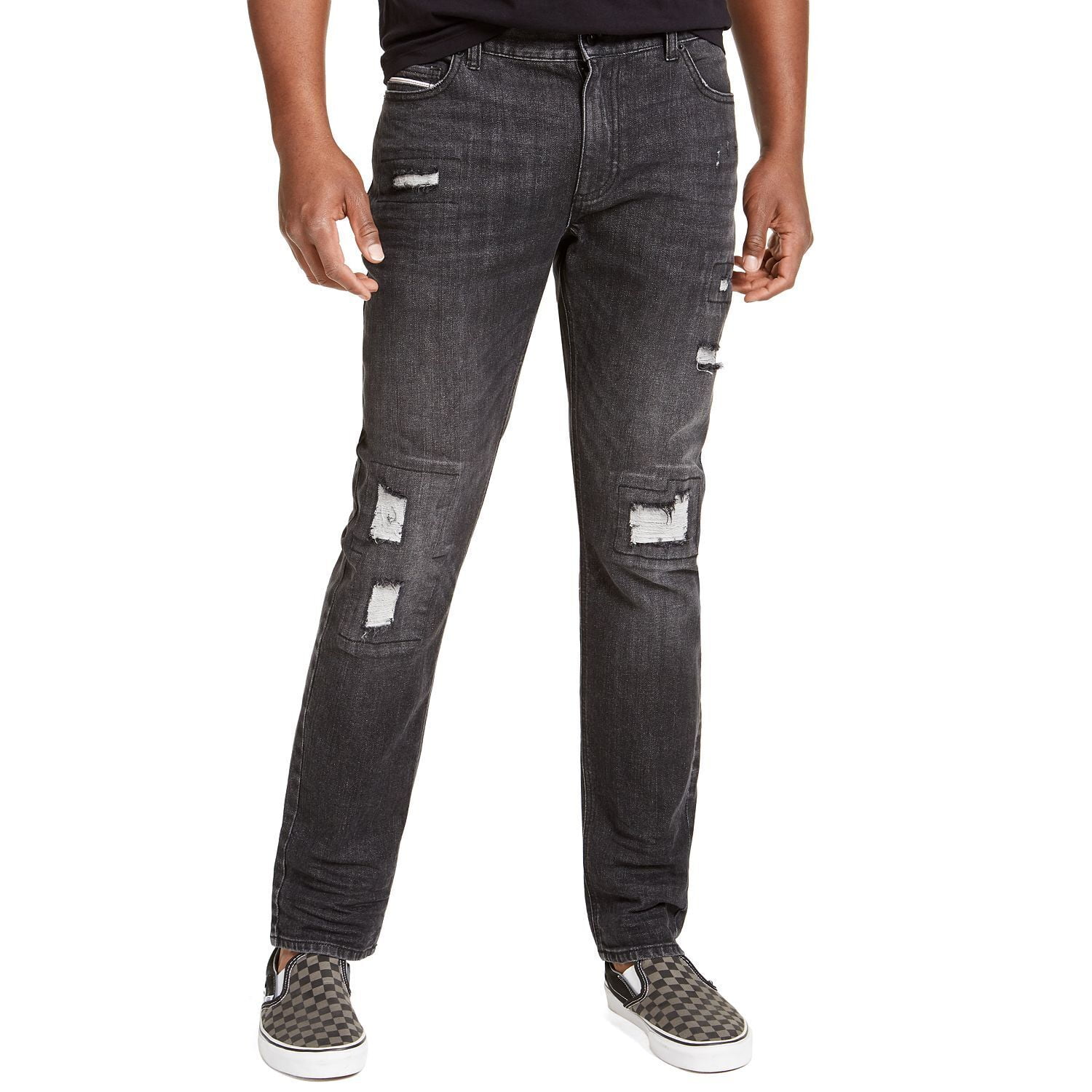 Sun + Stone Men's Slim-Fit Distressed Jeans Grey B4HP (38 in,30 in,38 ...