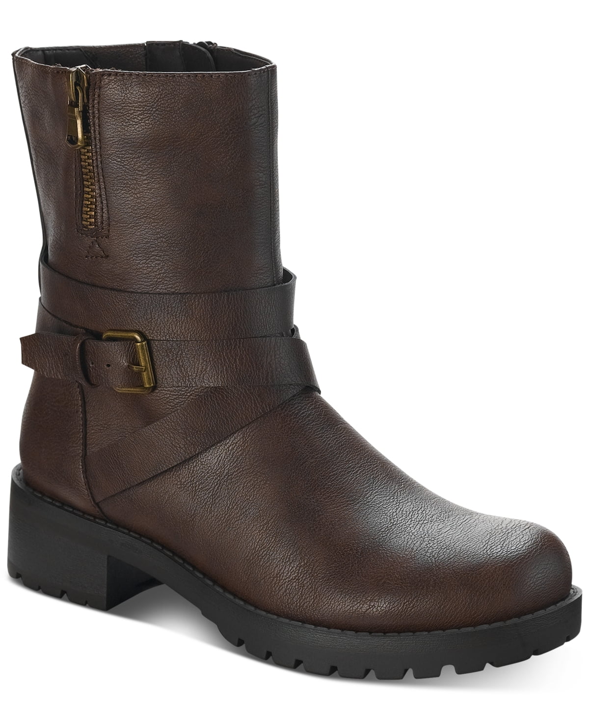 Sun + Stone Stellaa Womens' Moto Booties, Chocolate, 8 - Walmart.com