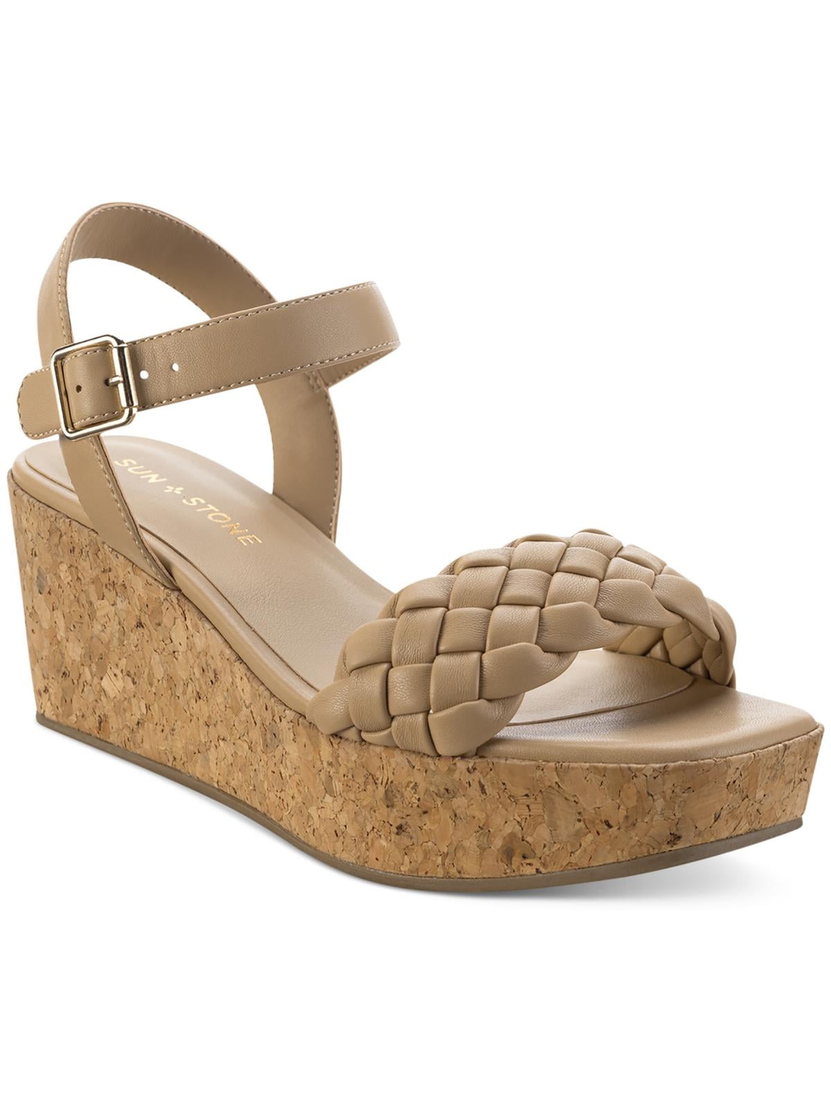Sun + Stone Womens Allvina Faux Leather Adjustable Wedge Sandals ...