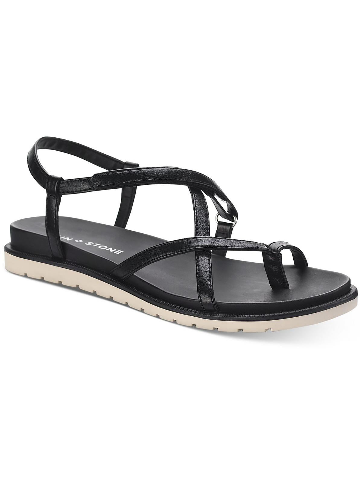 Sun + Stone Womens Juune Faux Leather Toe-Post Slingback Sandals ...