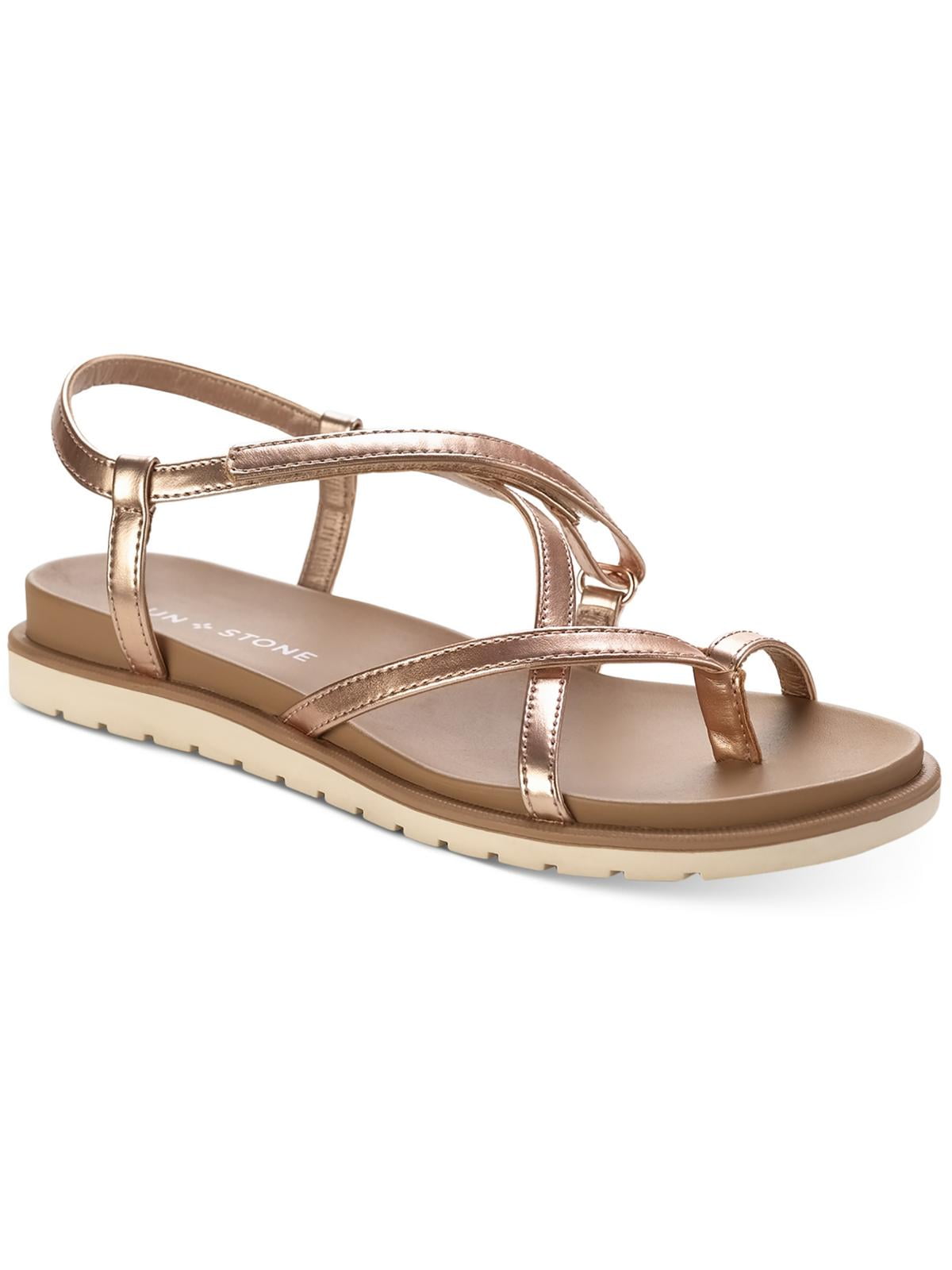 Sun + Stone Womens Juune Faux Leather Toe-Post Slingback Sandals ...