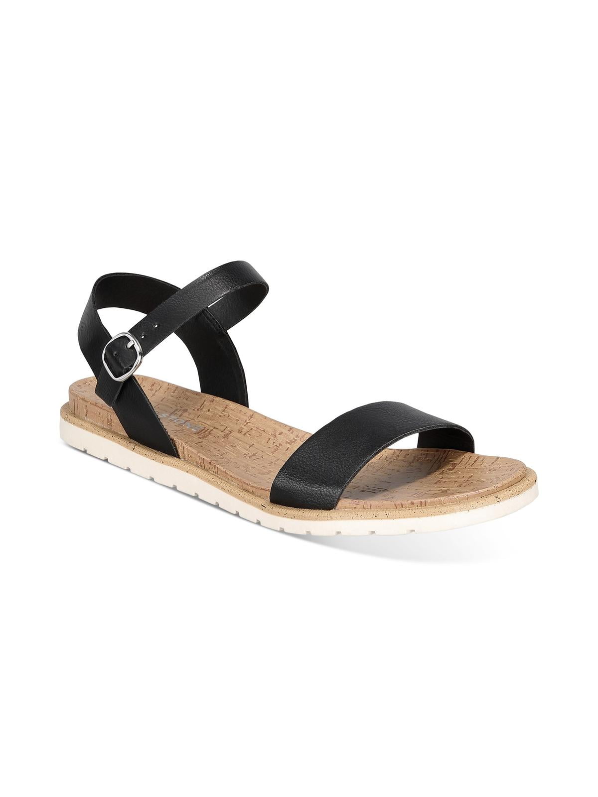 Sun + Stone Womens Mattie Faux Leather Open Toe Flats - Walmart.com
