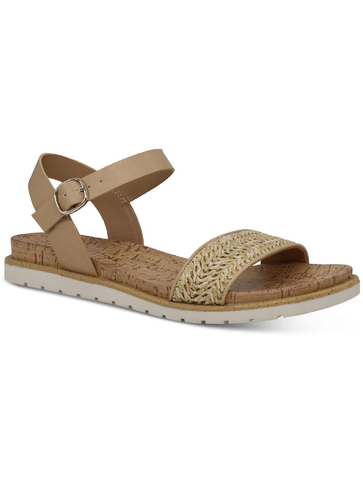 Sun + Stone Womens Mattie Faux Leather Open Toe Flats - Walmart.com