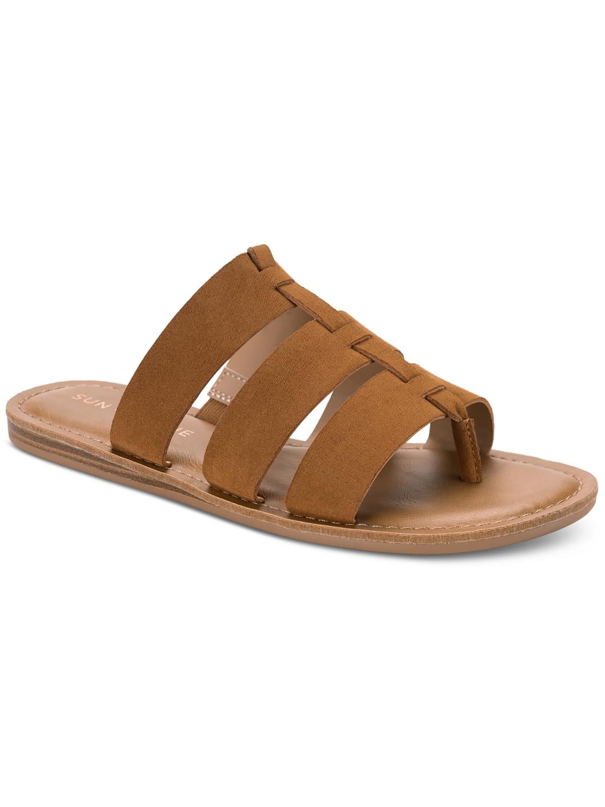 Sun + Stone Womens Oliaa Faux Suede Toe-Post Slide Sandals - Walmart.com