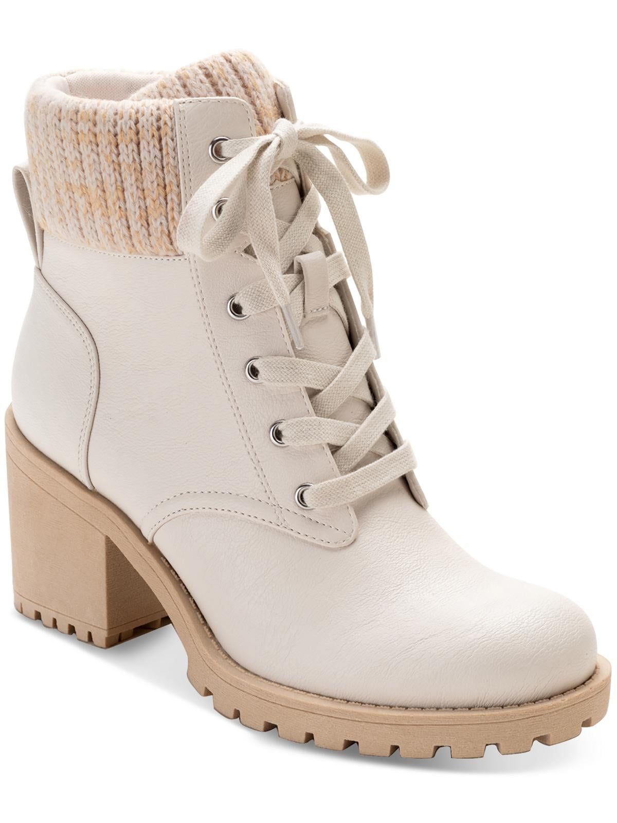 Sun + Stone Womens Romina Faux Leather Knit Combat & Lace-up Boots - Walmart.com
