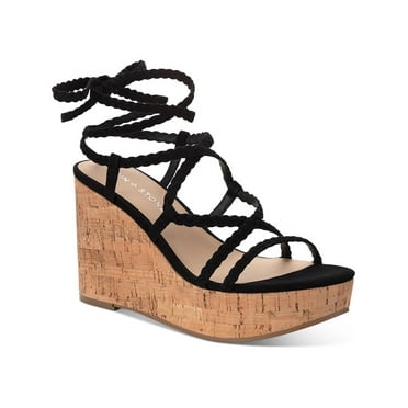 SUN STONE Womens Yellow 1-1/2" Platform Strappy Adjustable Nadiya Round ...