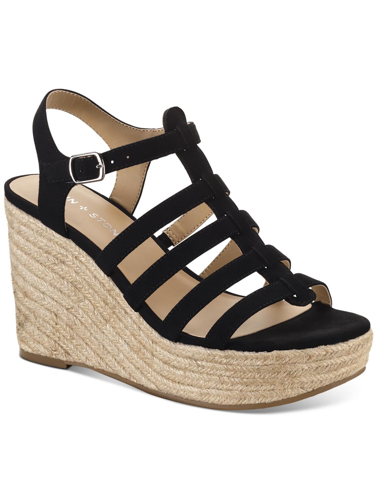 Sun + Stone Womens Wesleyy Faux Suede Caged Wedge Sandals - Walmart.com