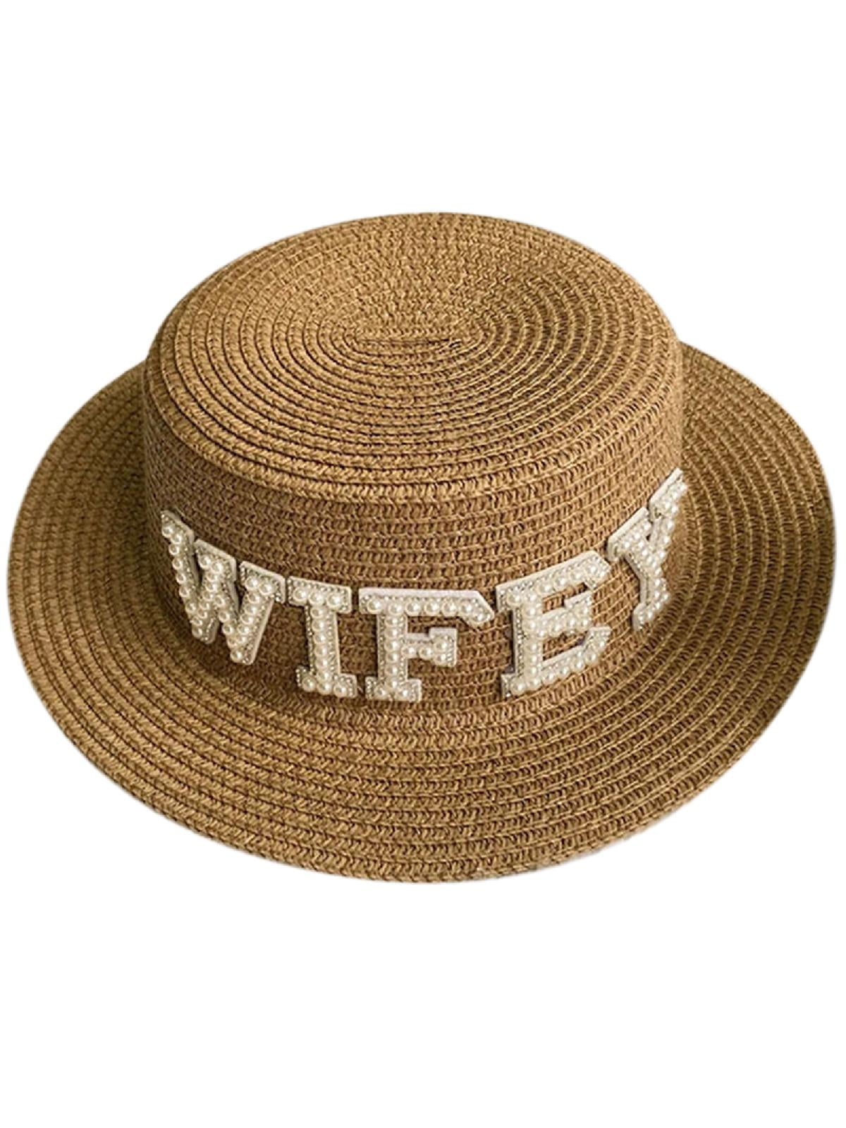 Sun Straw Hat Flat Top Bride Hat Sun Hat Summer Accessory Beach Hat for ...