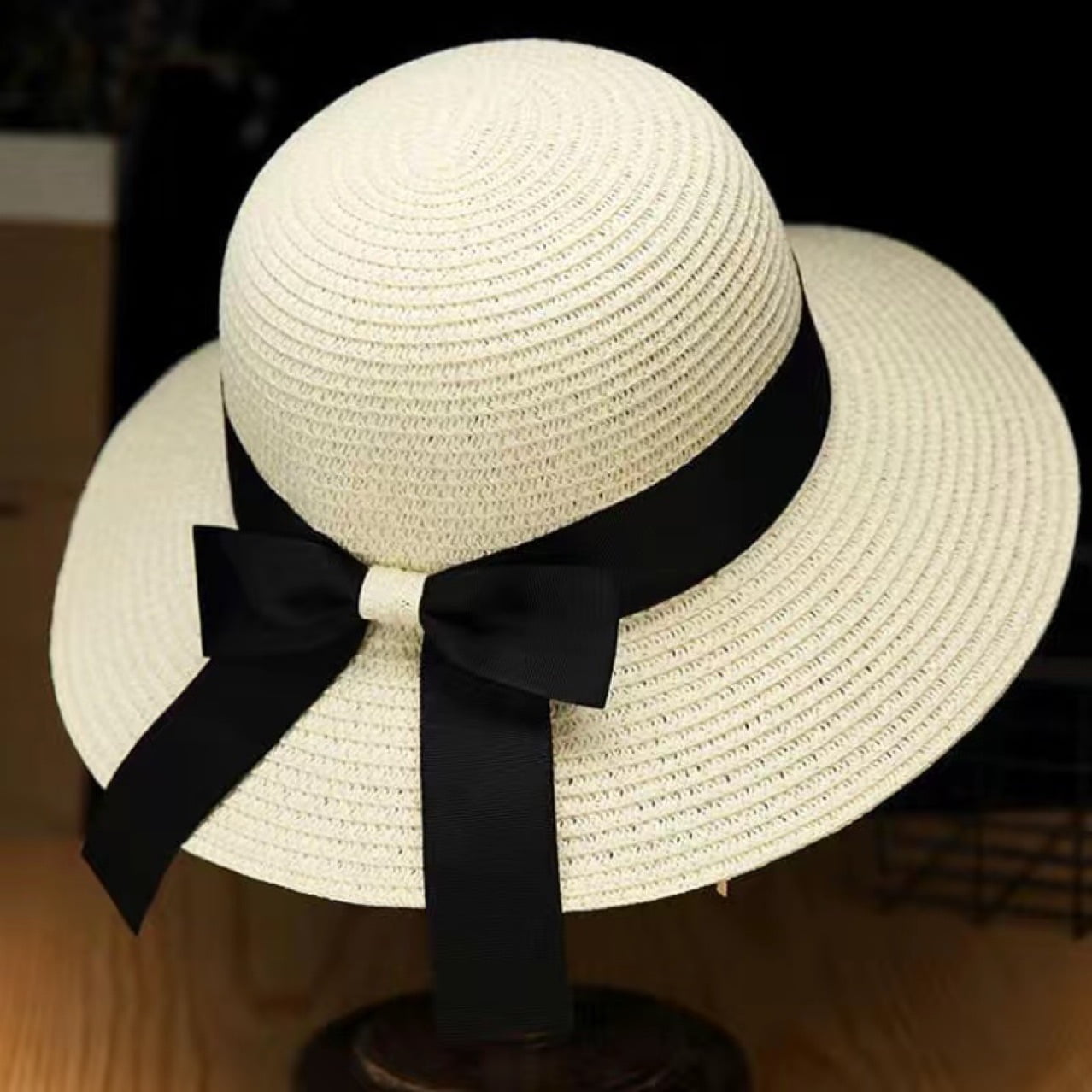 Sun Straw Hat for Kids with Wind Lanyard Wide Brim Foldable Beach ...