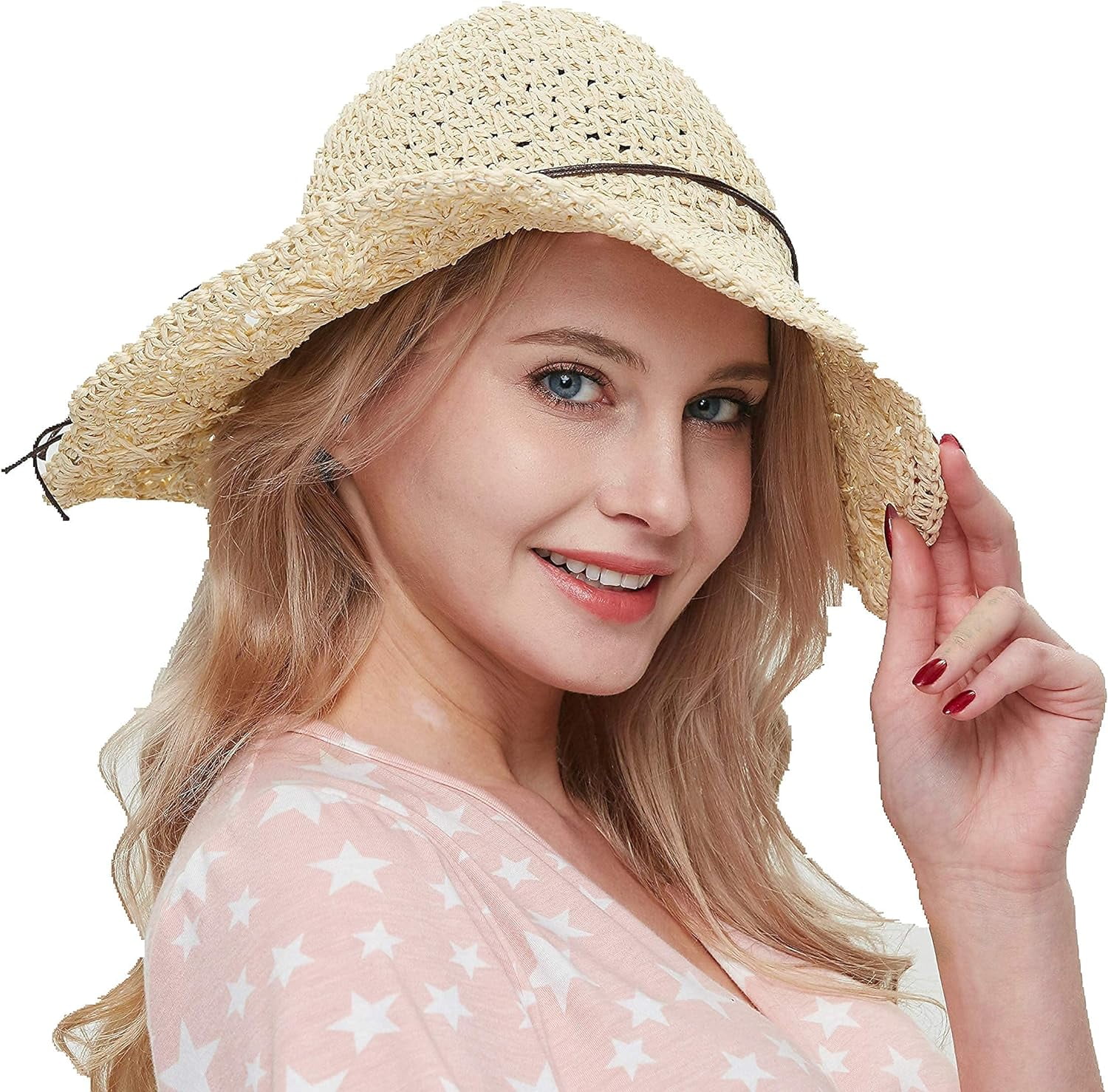 Sun Straw Hats for Women Foldable Floppy Beach Summer Hat Oversized ...