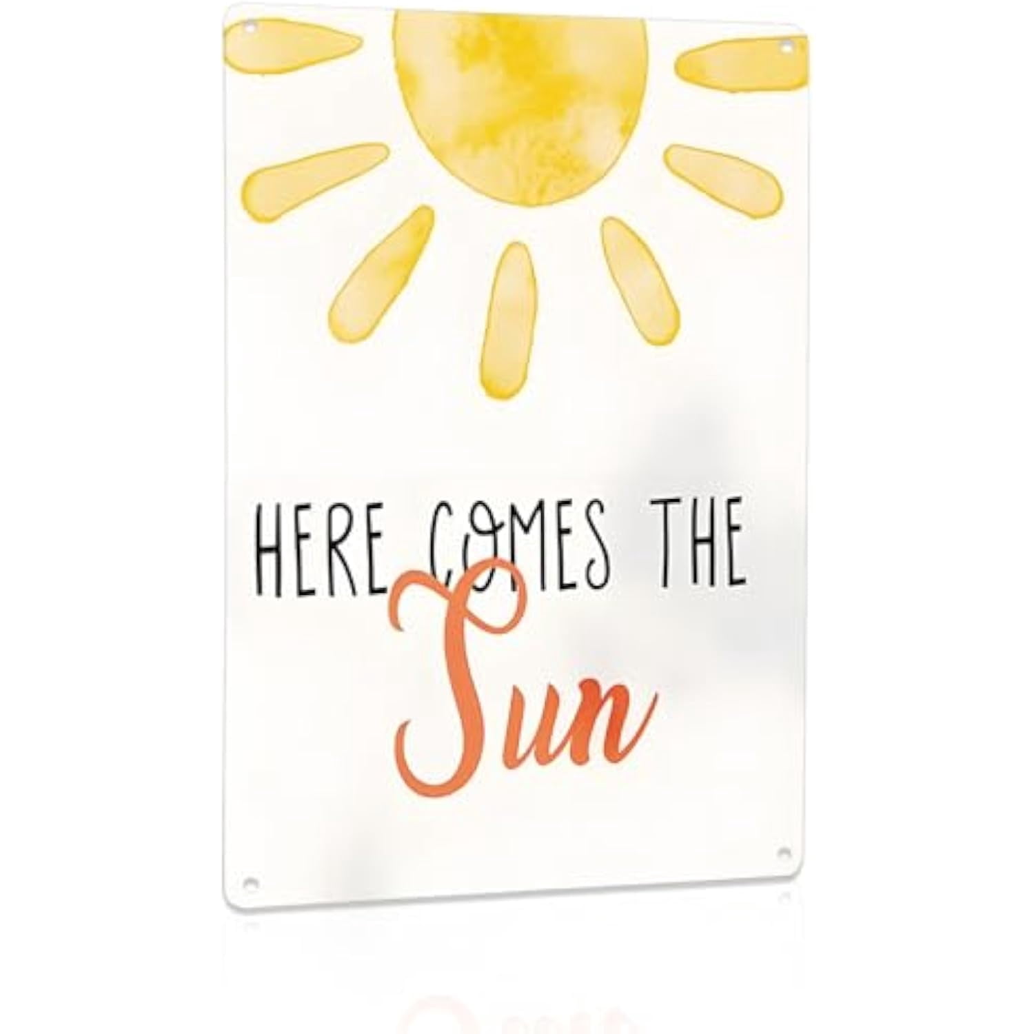 Sun Summer Decor Tin Metal Sign Plaque Funny Here Comes the Sun Sign ...