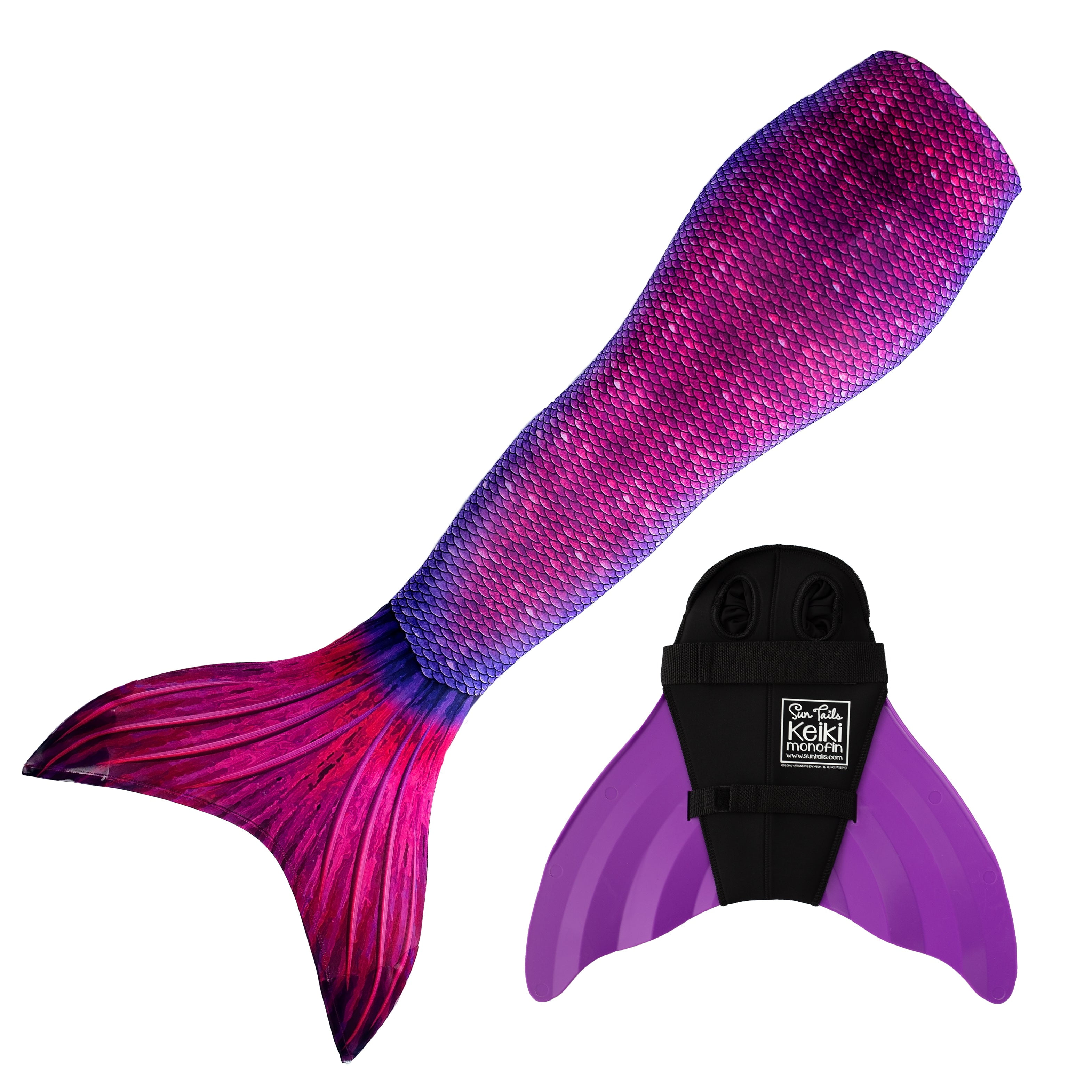 Sun Tail Mermaid Swim Set for Kids & Adults; Bali Blush Tail + Purple ...