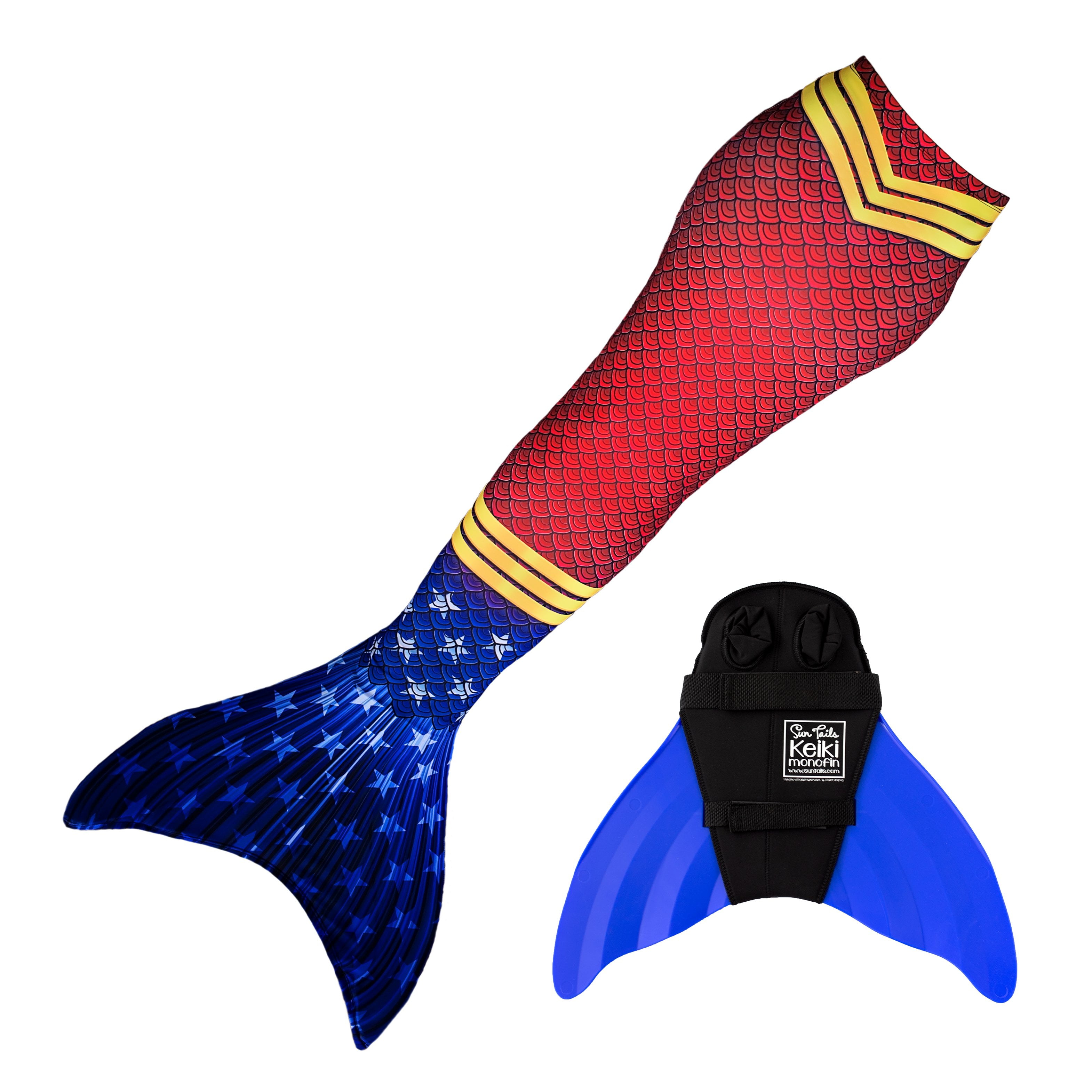 Sun Tail Mermaid Swim Set; Super Siren Mermaid Tail + Blue Monofin for ...