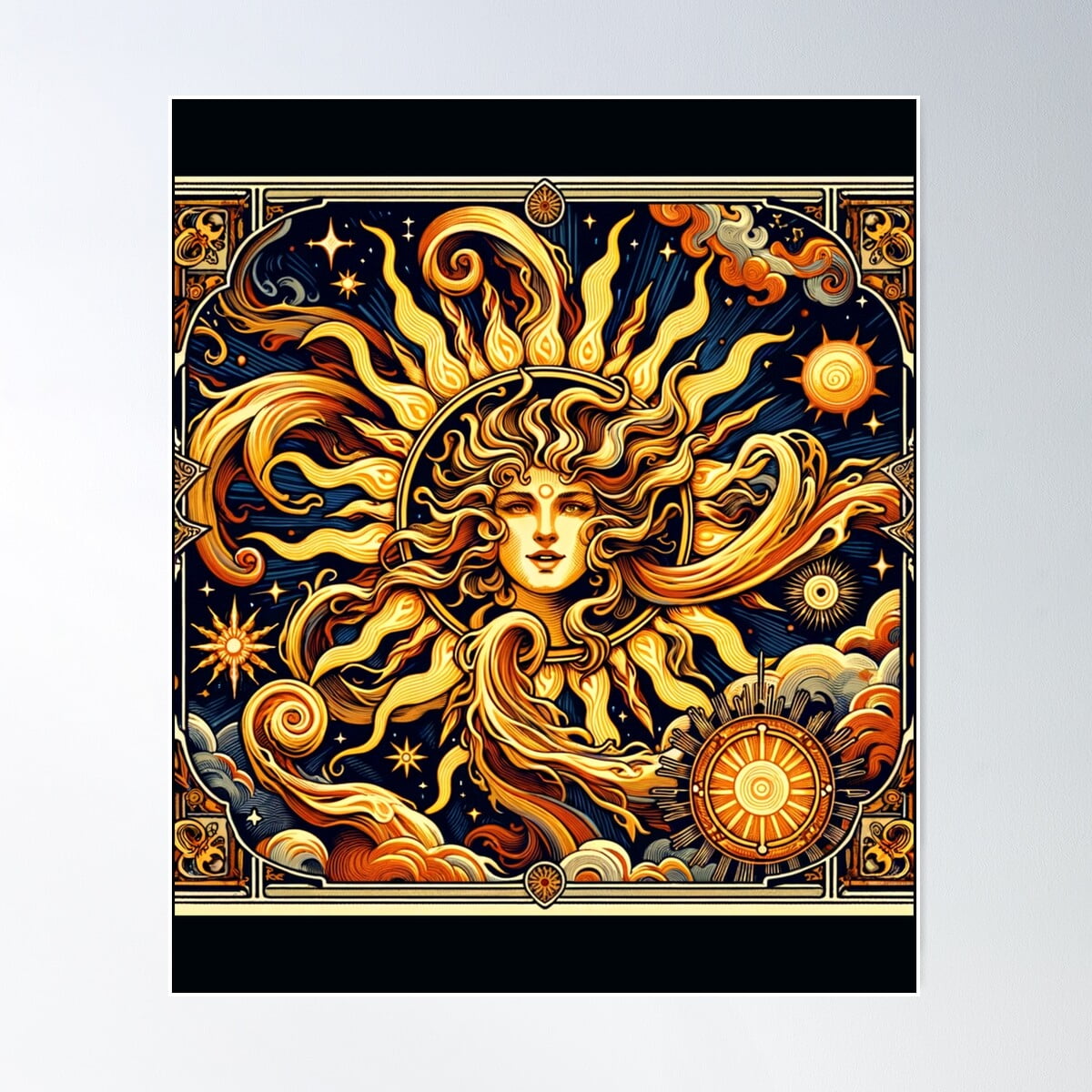 The Sun Tarot Celestial Wall Hanging Mystical Sun Tarot Art Boho Spiritual Decor Astrology ...
