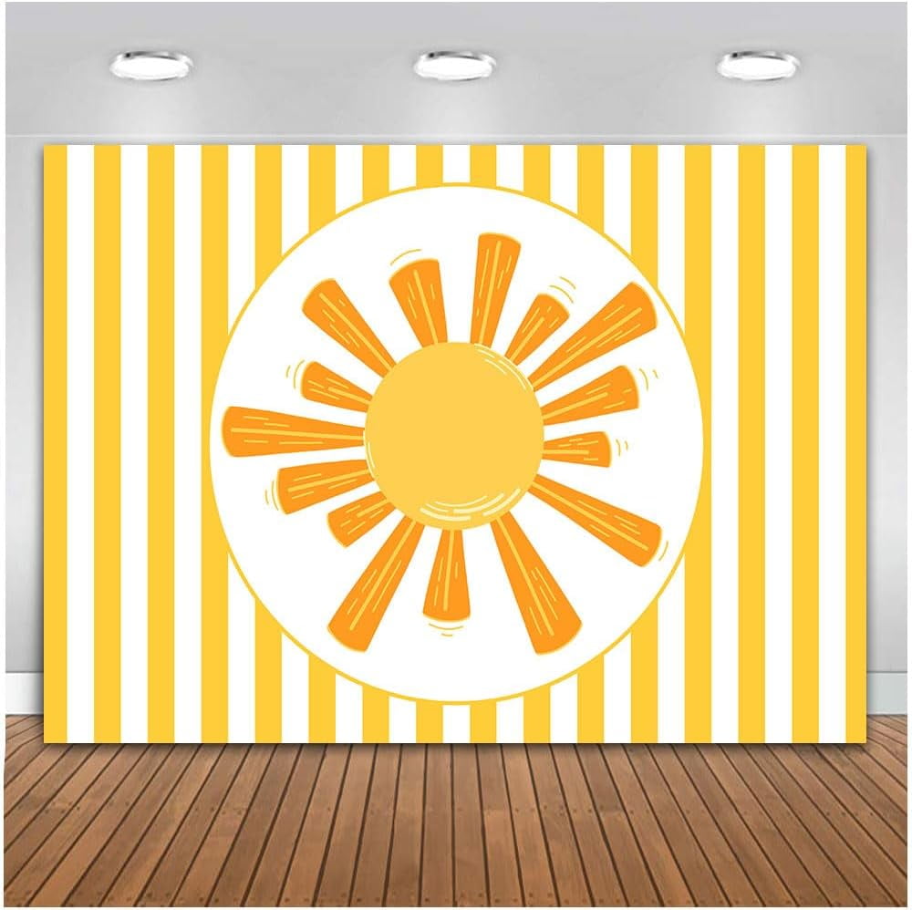 Sun Theme Party Backdrop Yellow White Strip Backdrop Sunshine ...