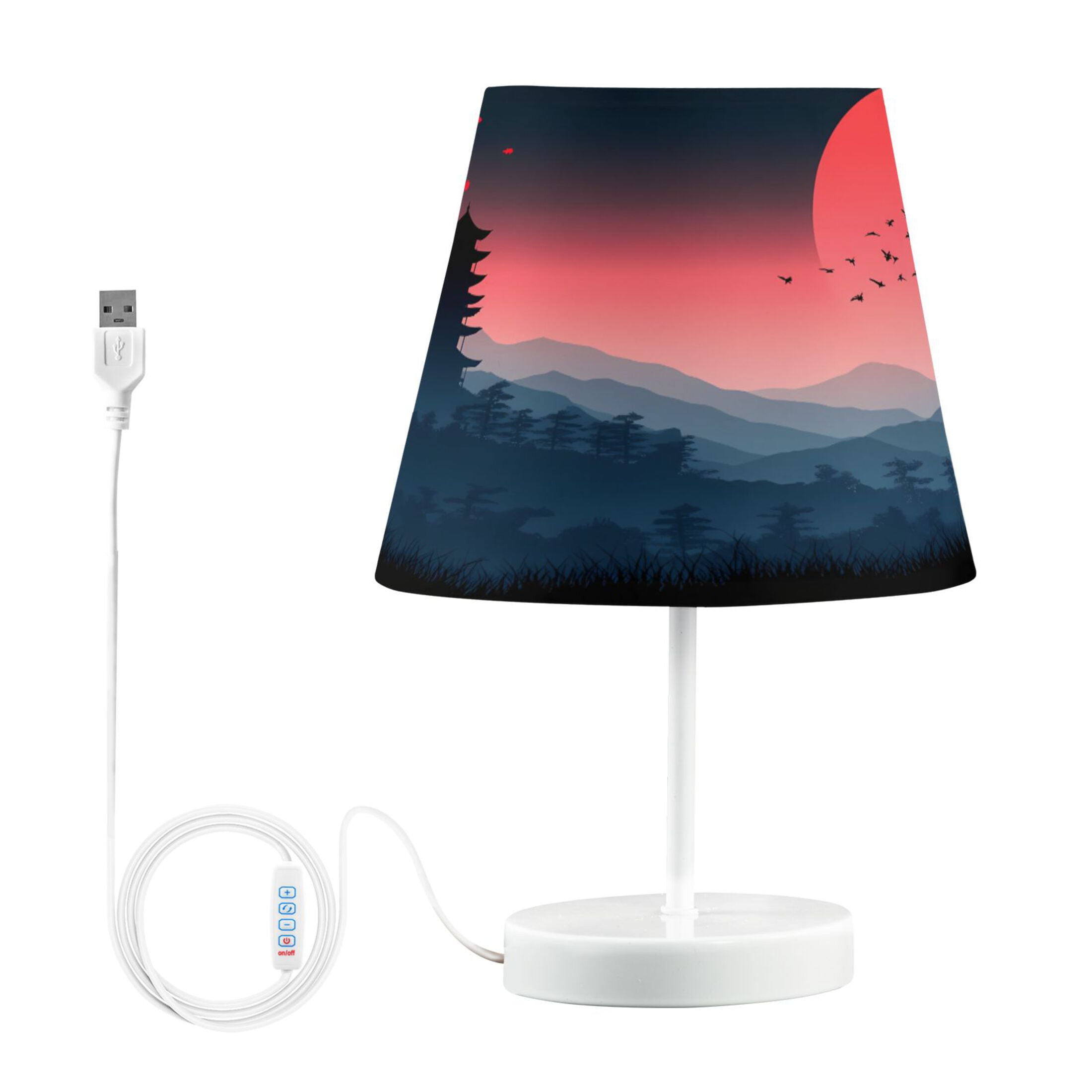 Sun Tower Cherry Mountains Desk Lamp LED Table Nightstand Lamps with 3 ...