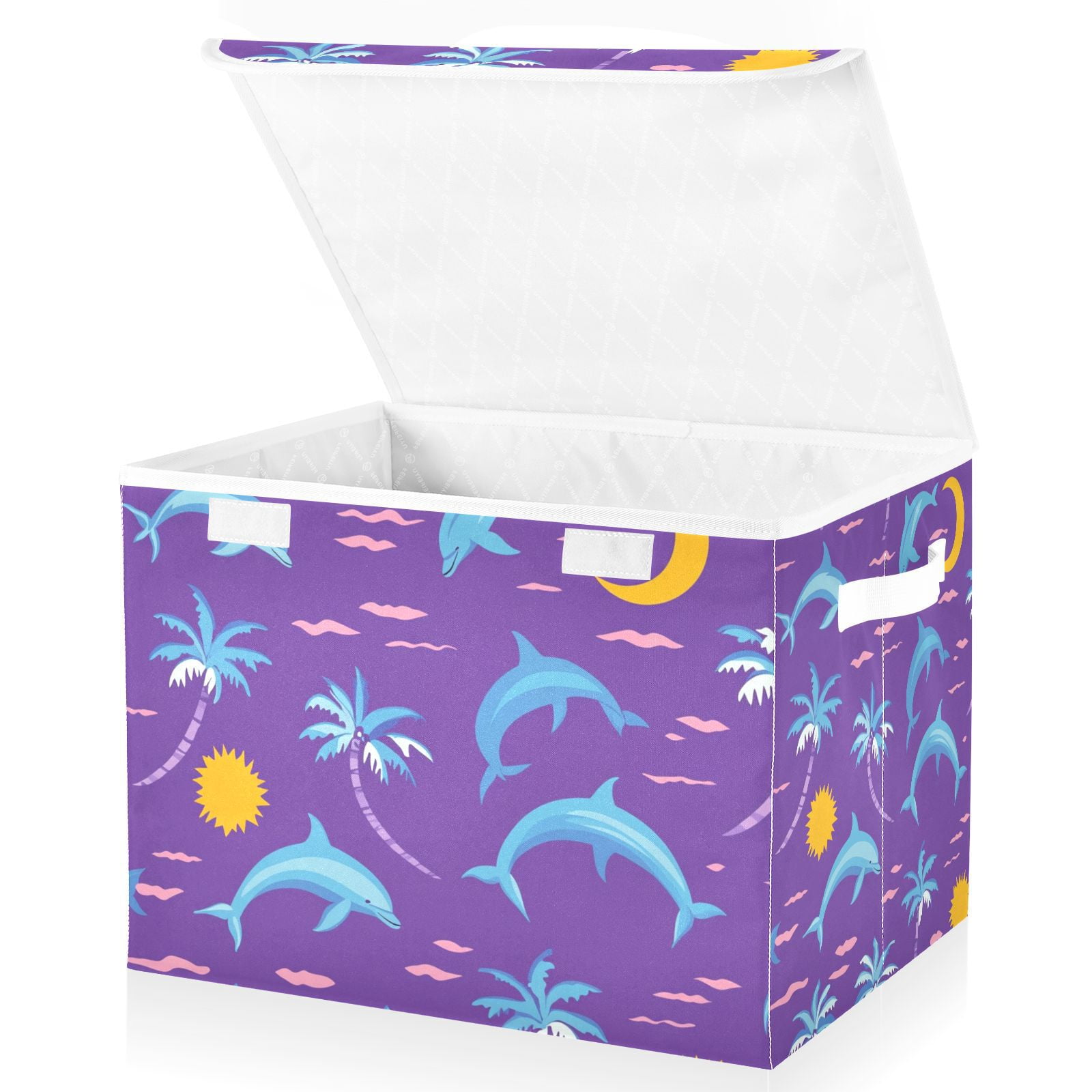 Sun Trees Whales Purple Storage Basket for Shelves Foldable Container ...