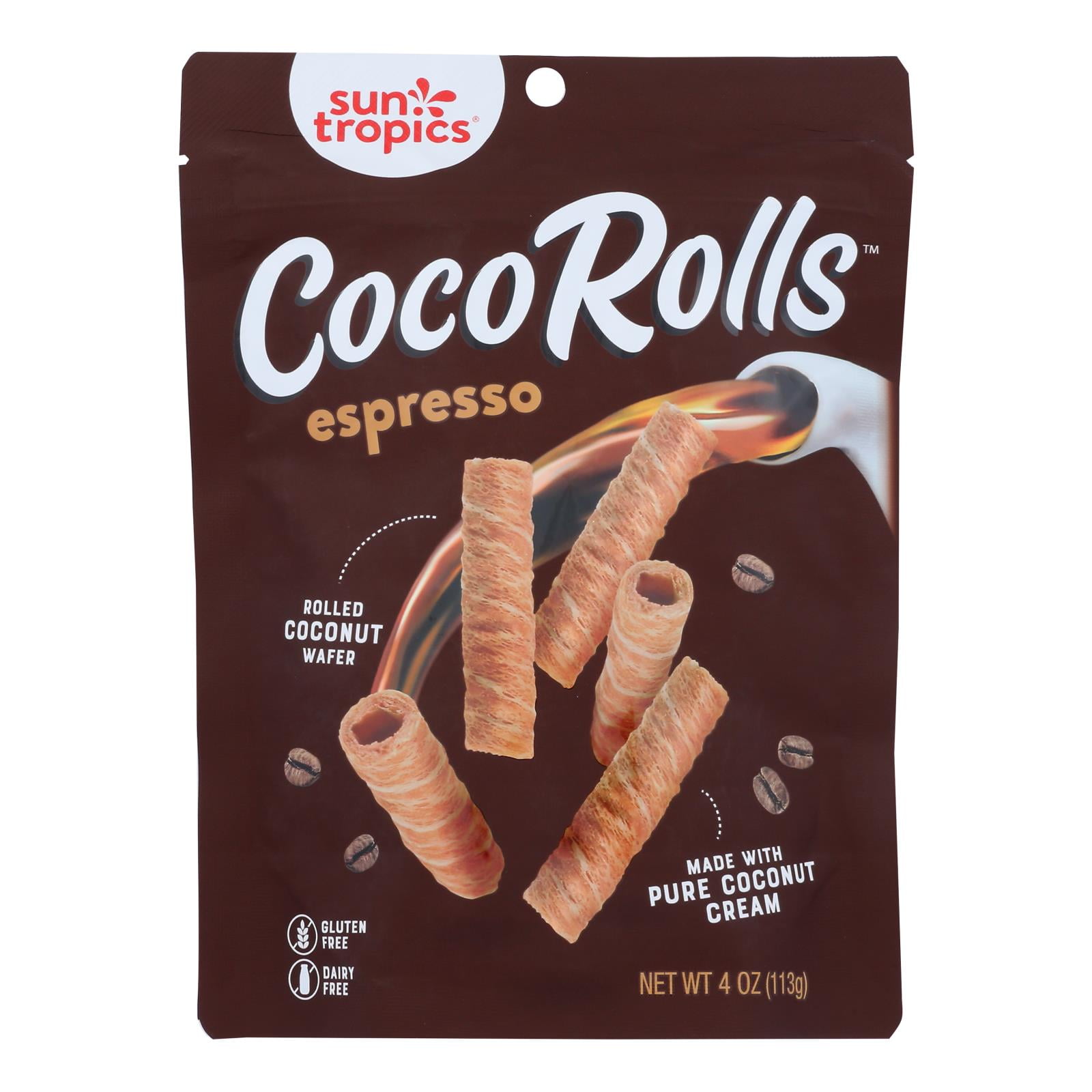 Sun Tropics Coco Rolls Espresso, Rolled Coconut Wafer - Case of 12 - 4 ...